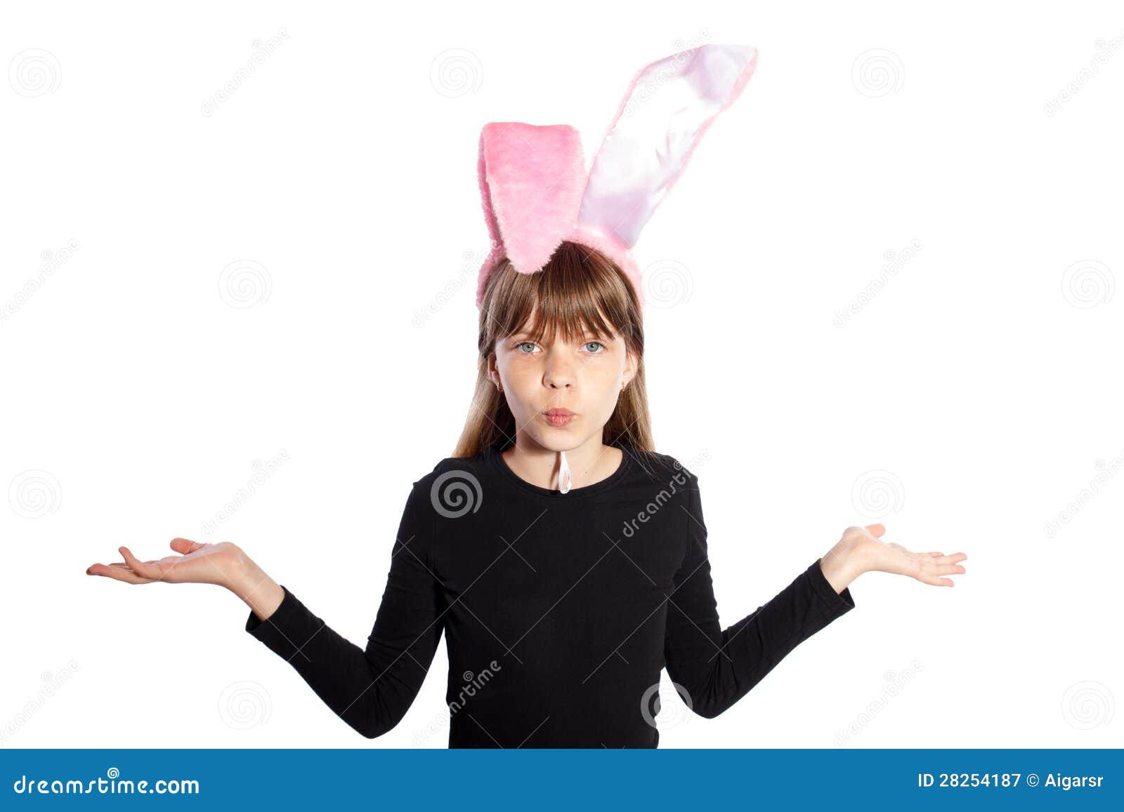 Smiling Girl with Bunny Ears Stock Image - Image of expression, rabbit ...