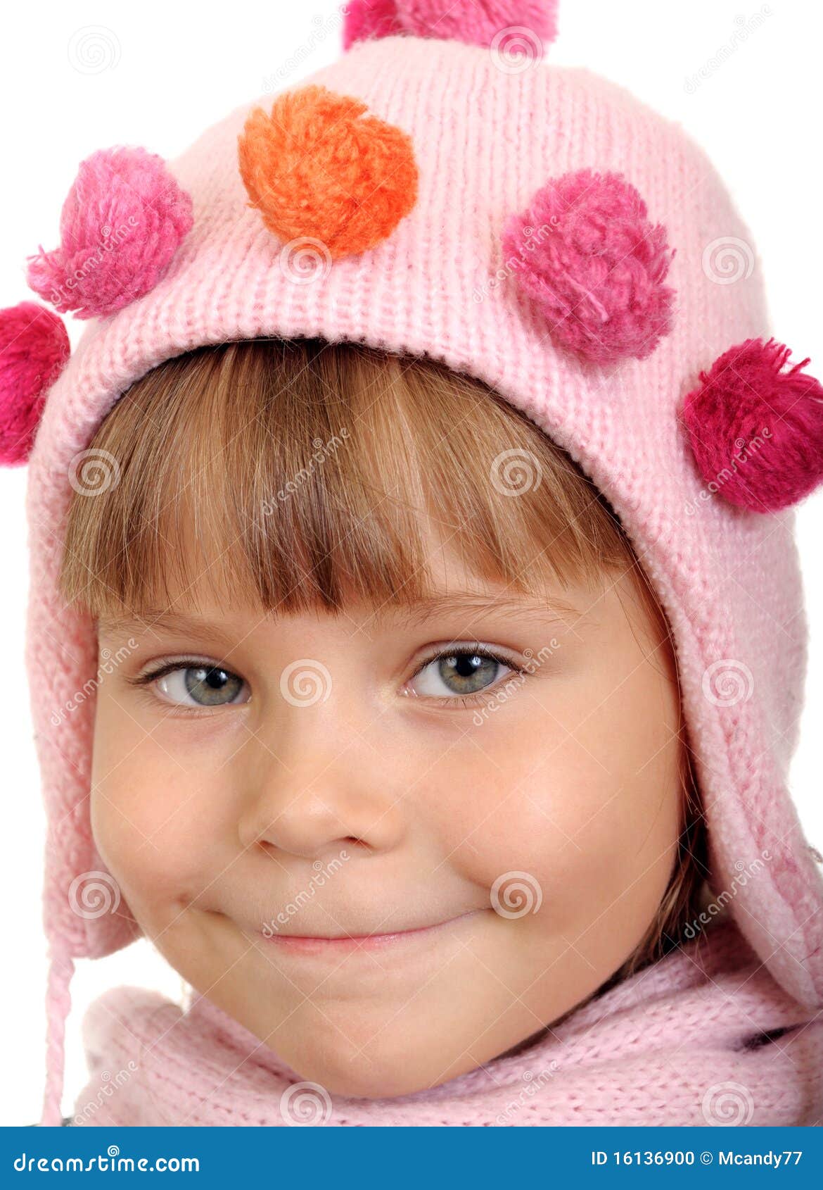 The smiling girl in a cap stock photo. Image of happiness - 16136900