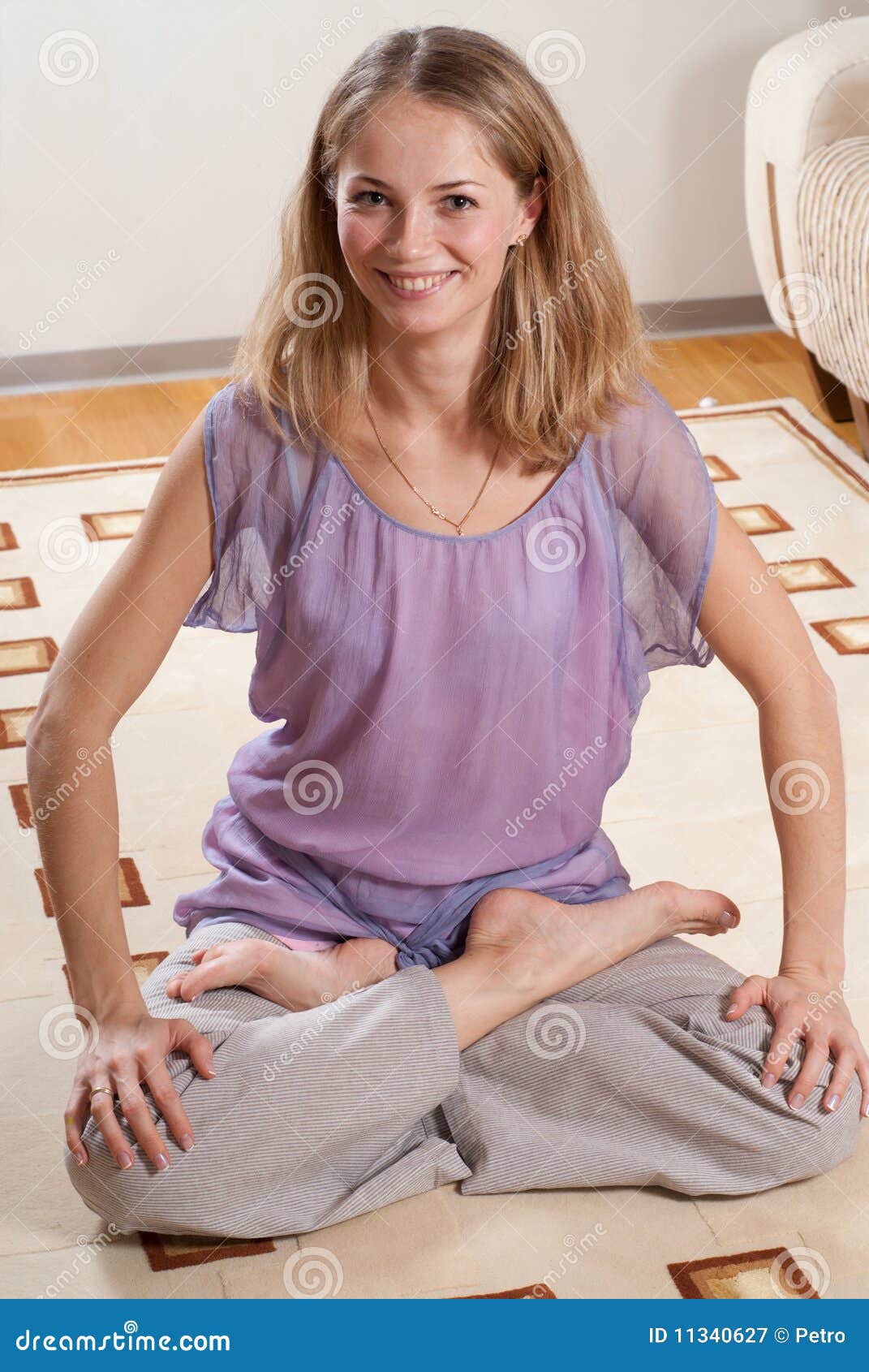 Smiling Girl with Crossed Legs Stock Image - Image of girl, people ...