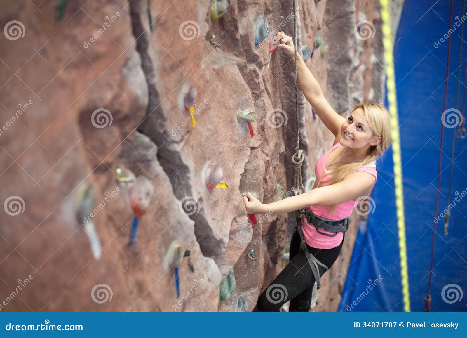 Smiling Girl Engaged in Climbing Stock Image - Image of activity ...
