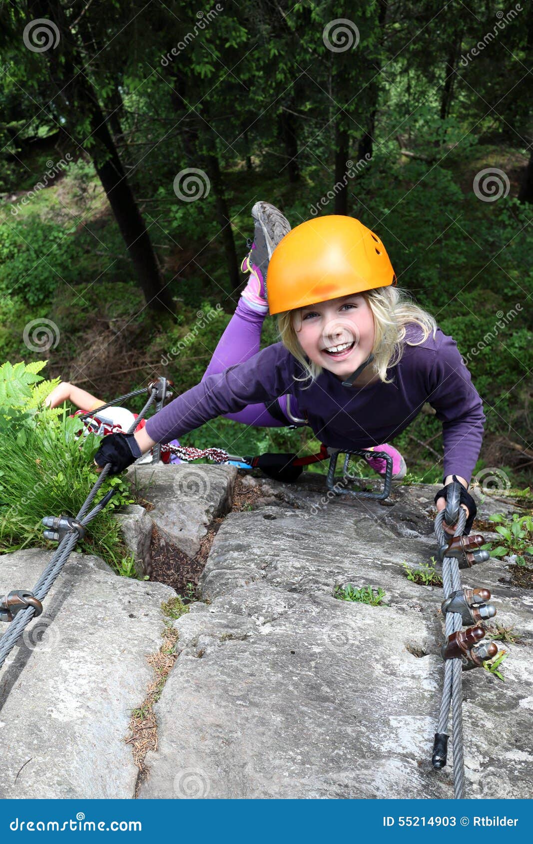 Smiling Girl Enjoy Climbing Stock Image - Image of activity, exercise ...