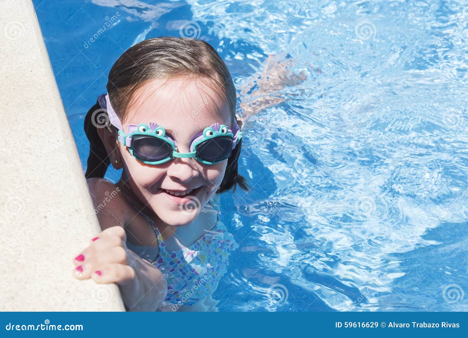 Smiling Girl Enjoying the Pool in Summer Stock Image - Image of aqua ...
