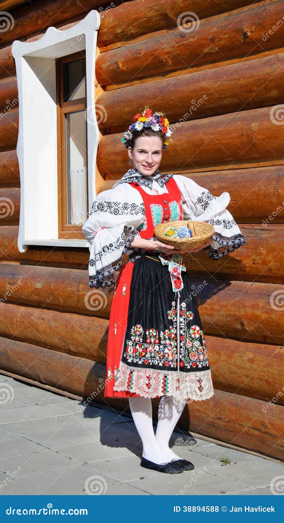 The Smiling Girl in Folk Costume Stock Photo - Image of portrait ...