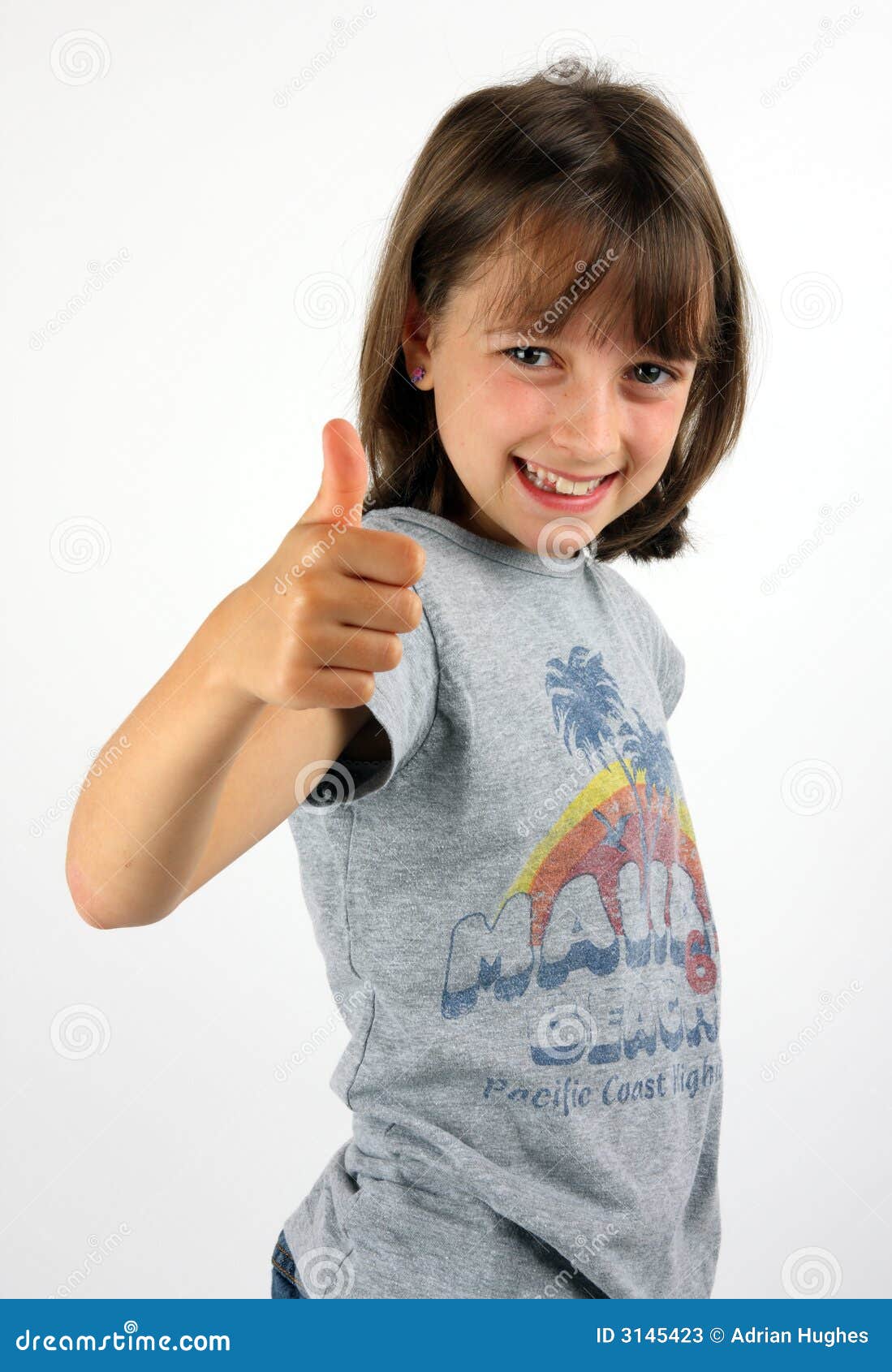 Smiling Girl Giving Thumbs Up Stock Image - Image of success, happy ...