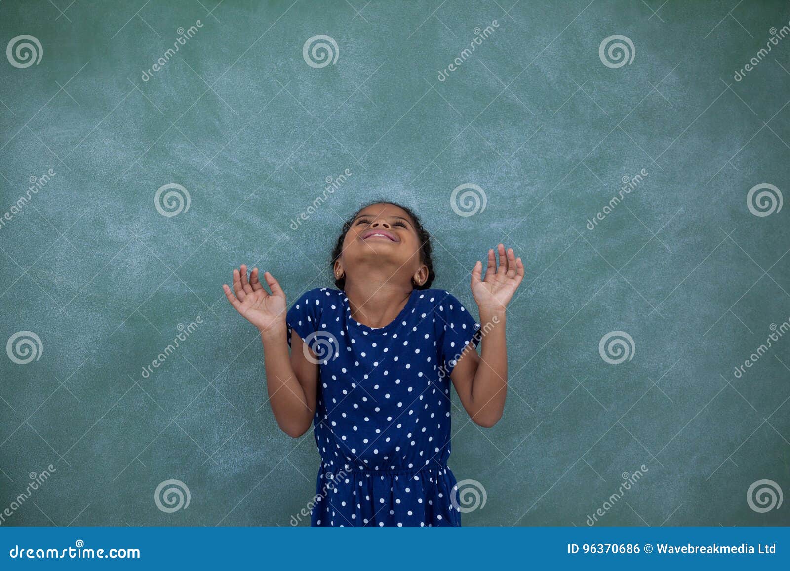 Smiling Girl with Head Back Stock Photo - Image of dreaming, gesturing ...