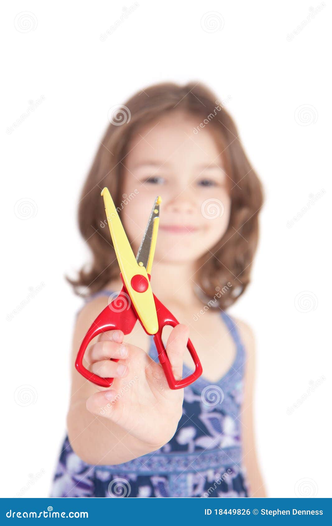 Smiling Girl Holding Fun Craft Scissors Stock Photo - Image of child ...