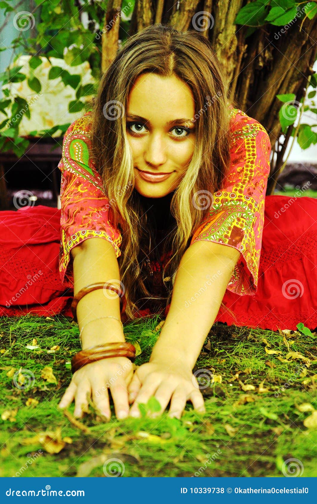 Smiling Girl Holding Out, Stretching Hands Stock Photo - Image of hands ...