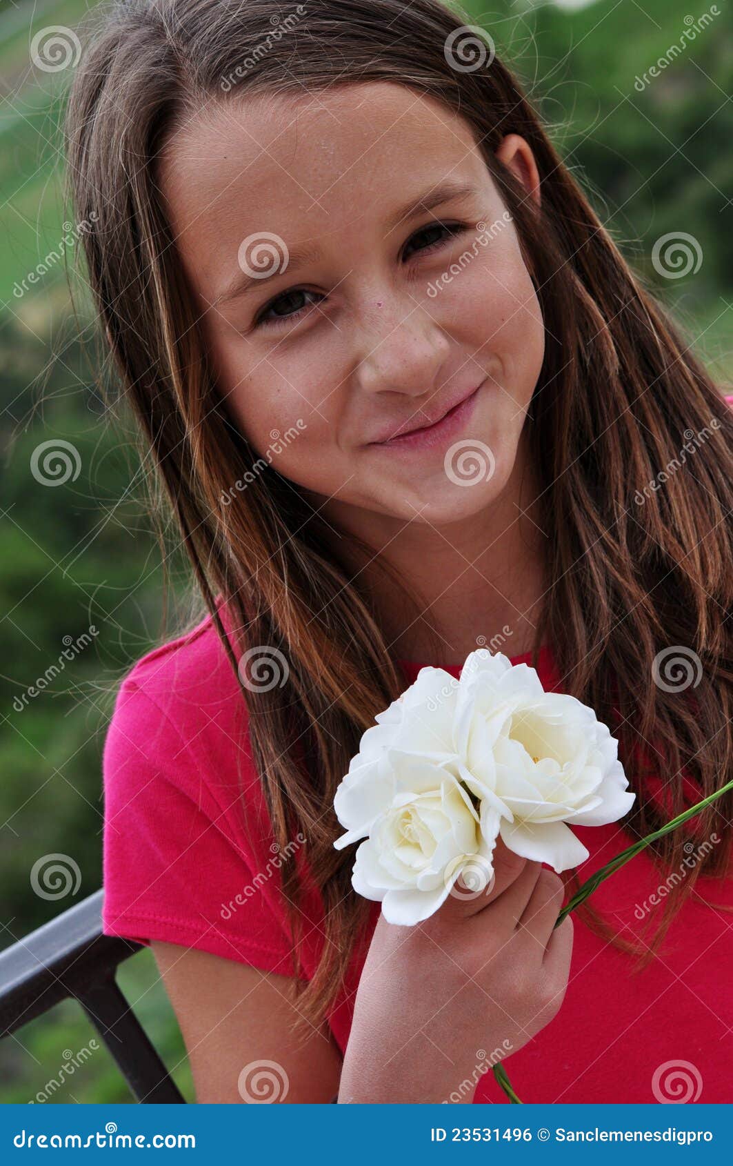 Smiling girl holding roses stock photo. Image of female - 23531496