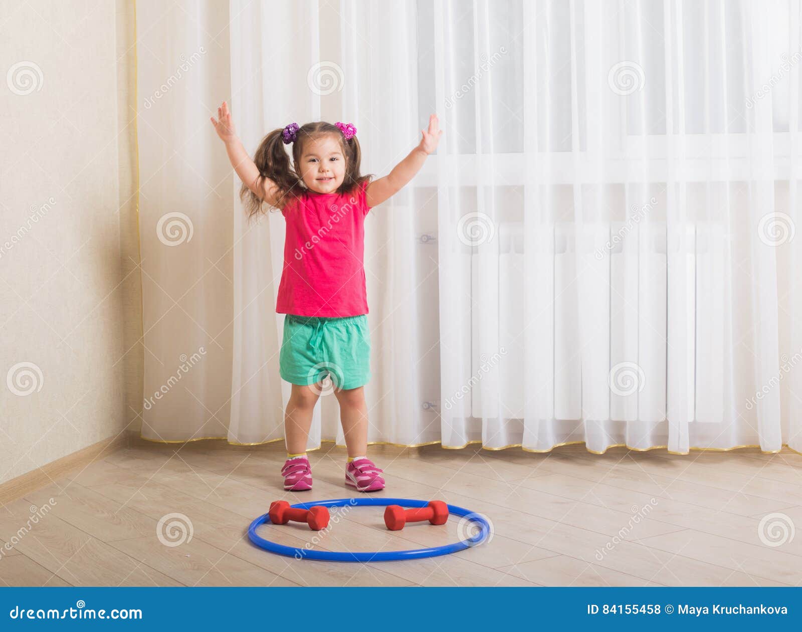 Smiling Girl with Hula Hoop Stock Photo - Image of fitness, hoop: 84155458