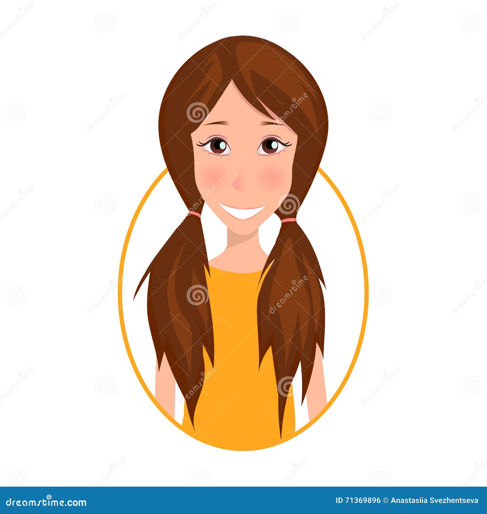 Smiling Girl stock illustration. Illustration of flat - 71369896