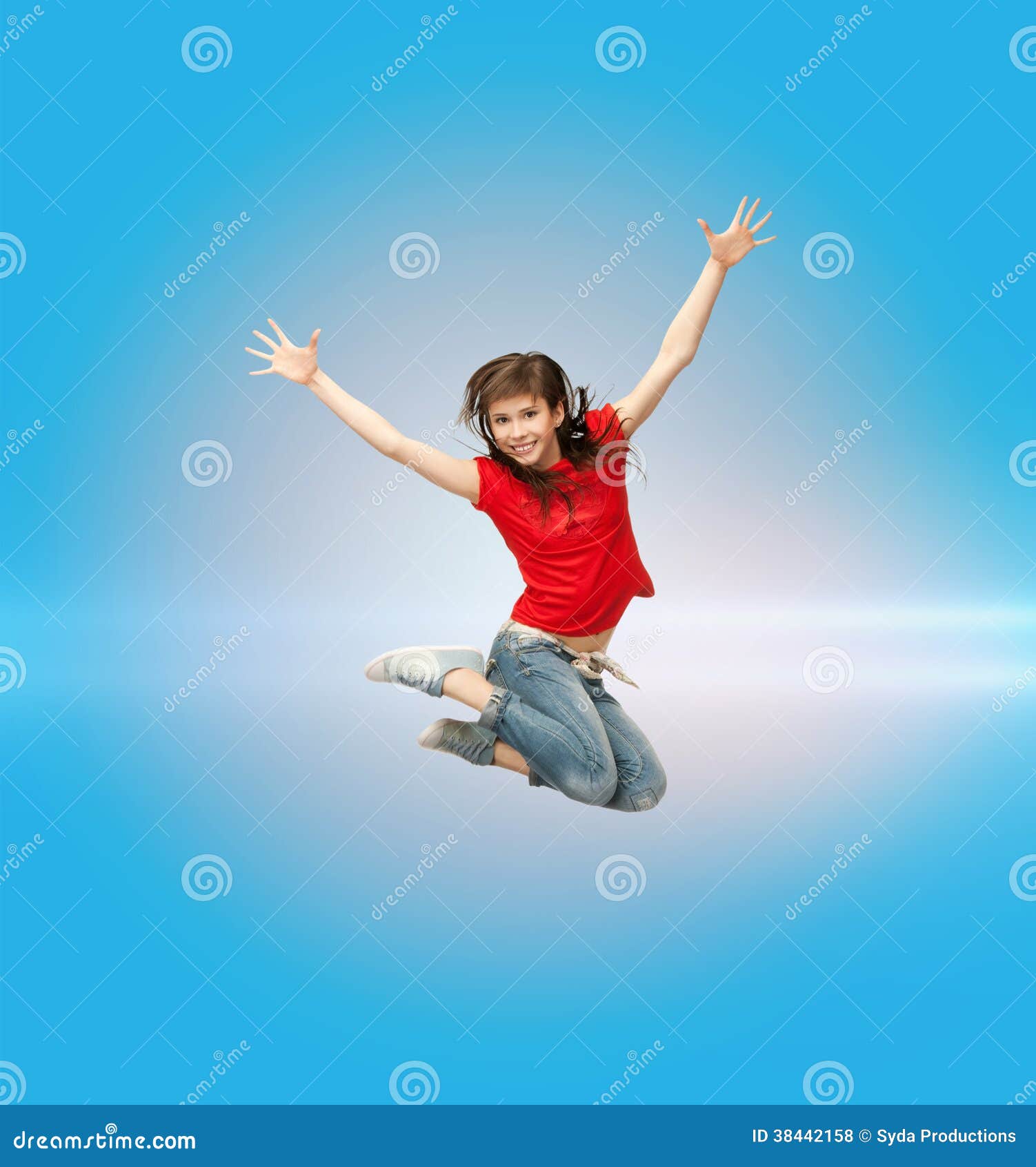 Smiling girl jumping stock photo. Image of action, happy - 38442158