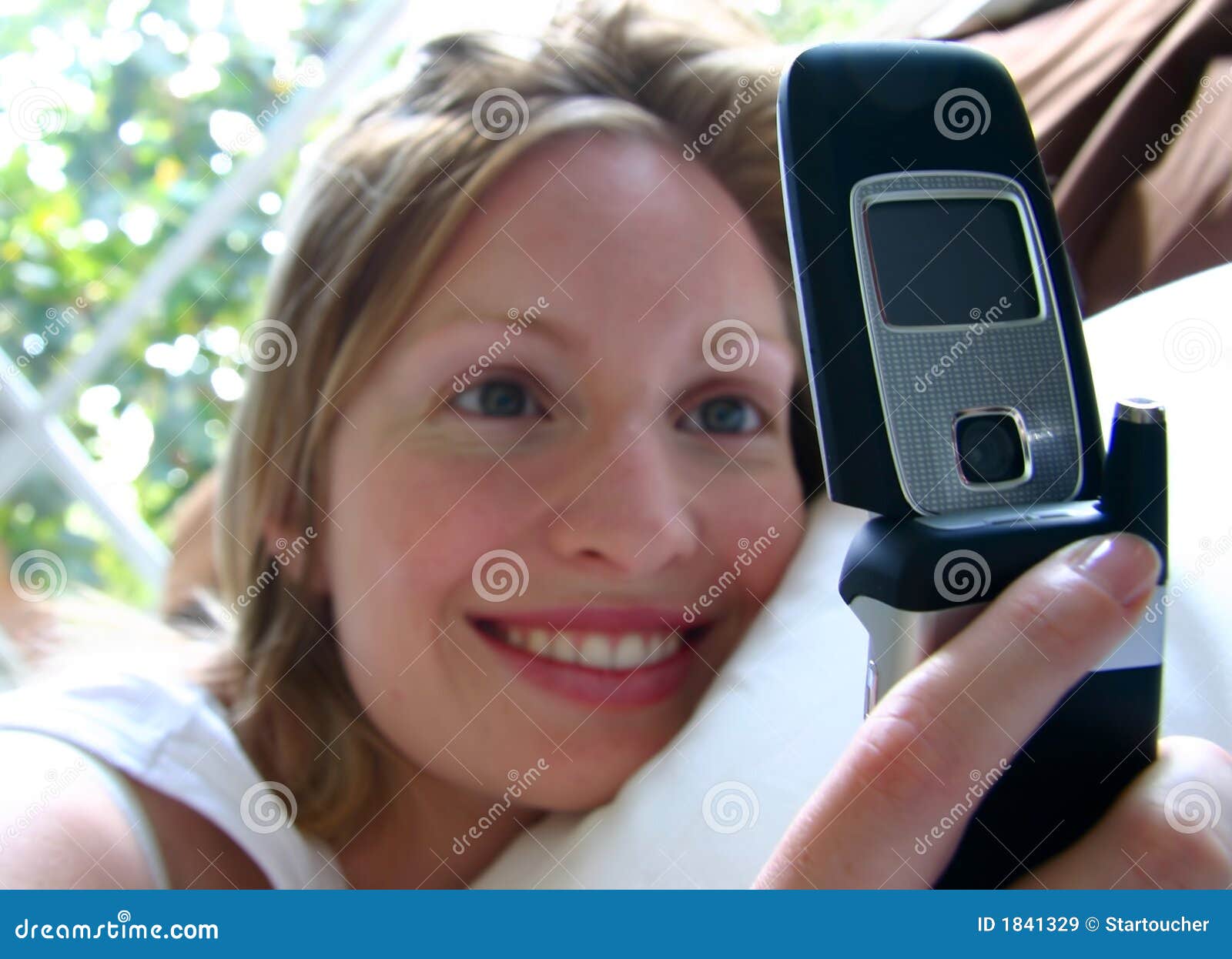 Smiling Girl With Mobile Cell Phone Stock Image - Image of modern ...