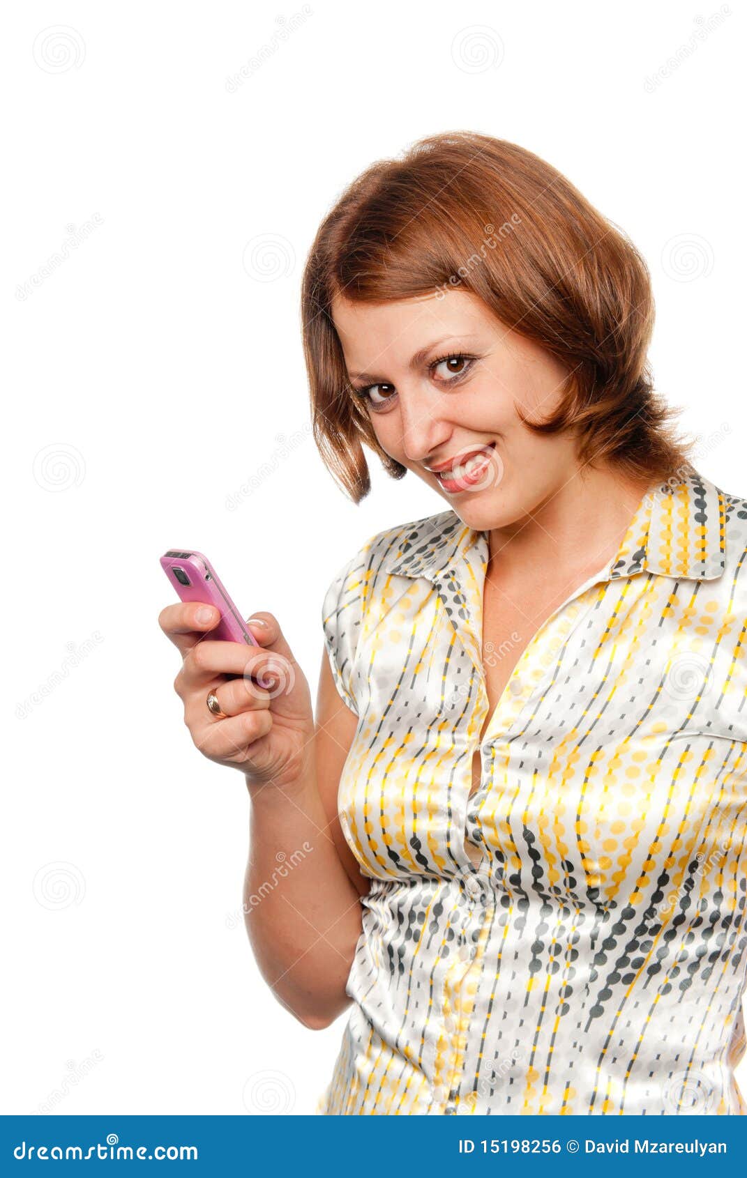 Smiling Girl with a Mobile Phone Stock Photo - Image of happiness ...