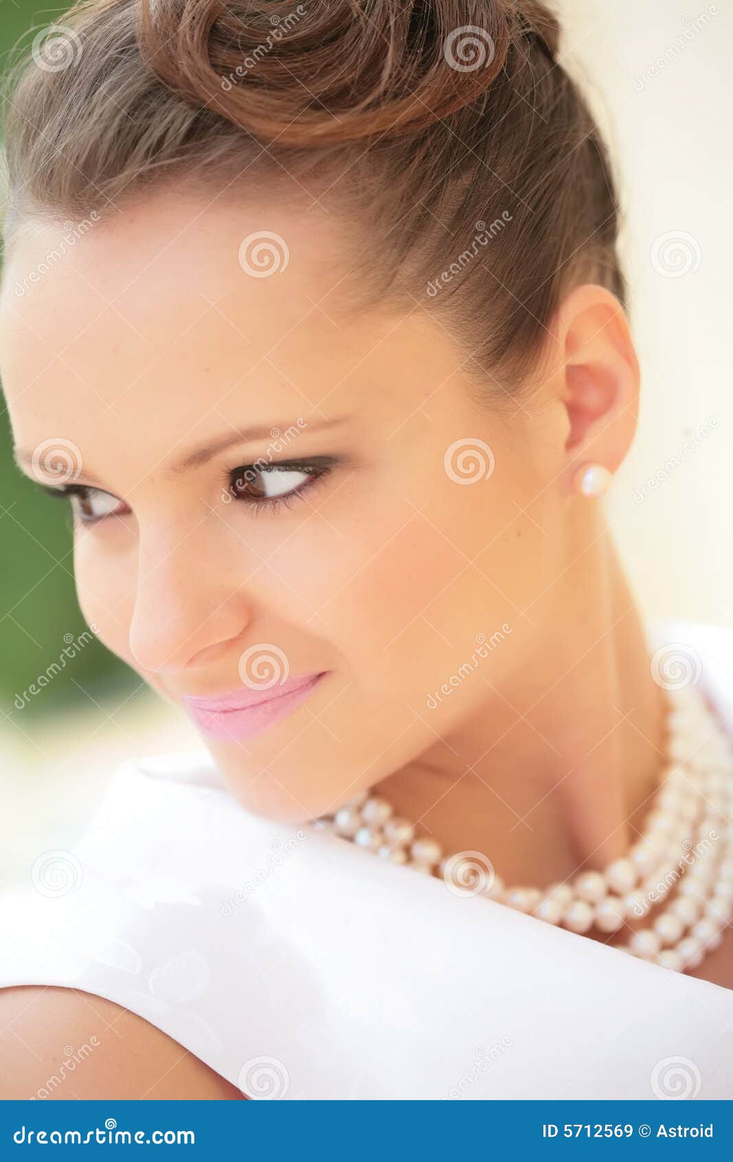Smiling Girl with Pearl Necklace Stock Image - Image of cute, clean ...