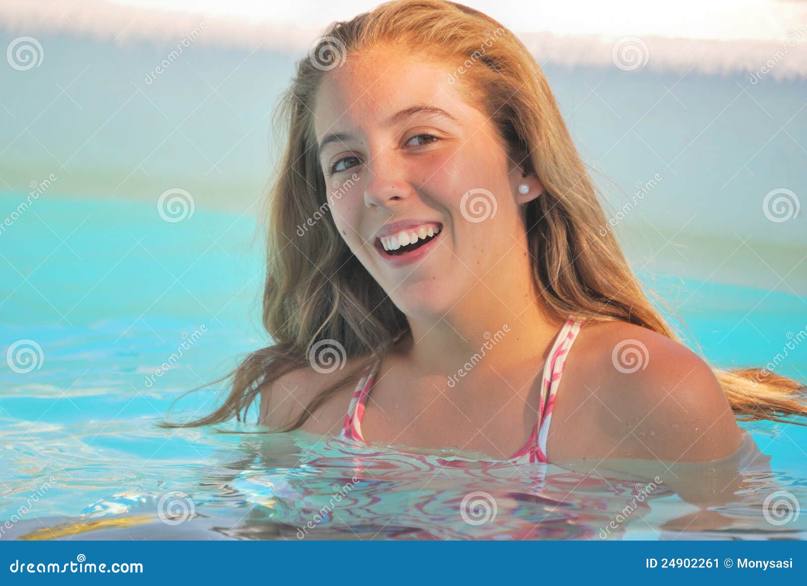 Smiling girl in pool stock image. Image of model, person - 24902261