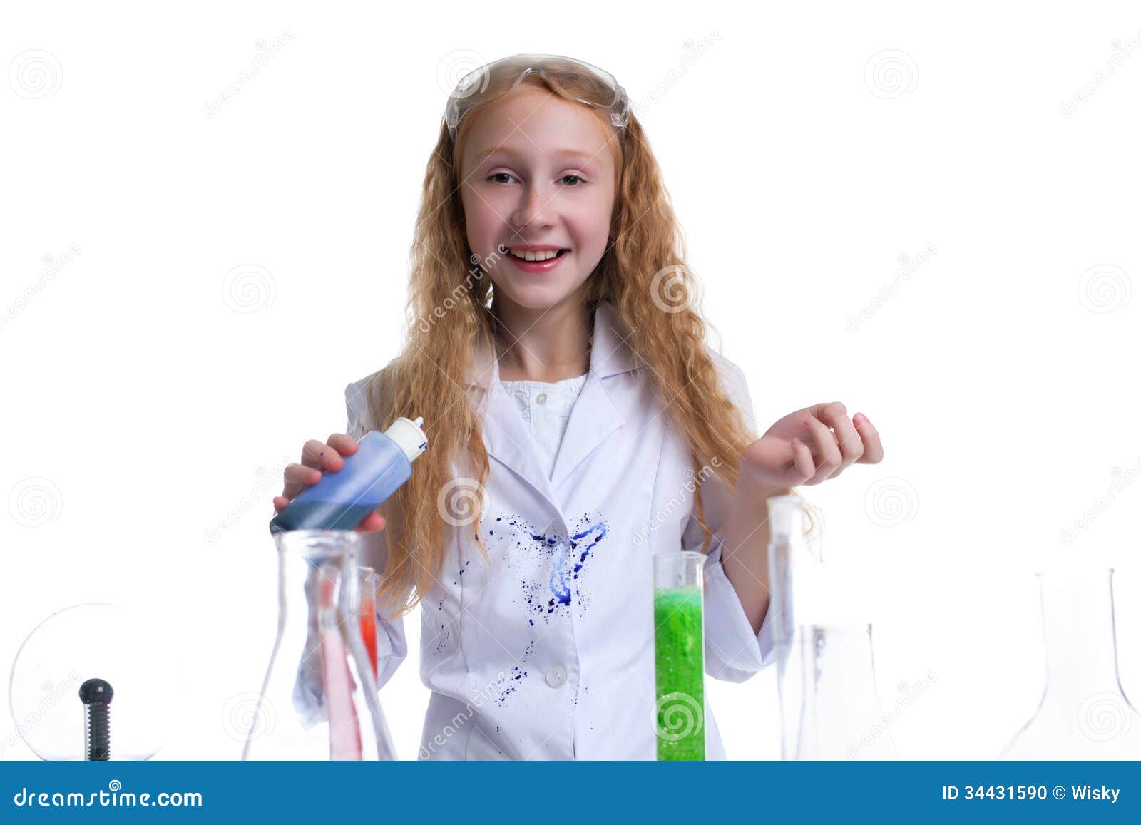 Smiling Girl Posing with Test-tubes in Studio Stock Photo - Image of ...