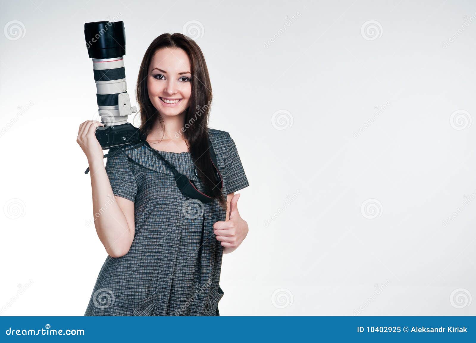 Smiling Girl with Professional Camera Stock Image - Image of girl ...