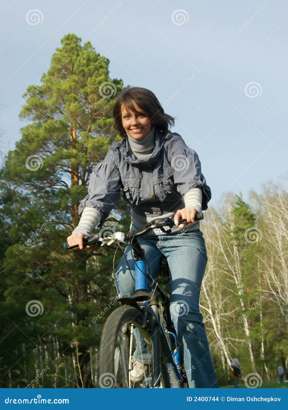 Smiling Girl Riding on Bicycle Stock Photo - Image of lifestyles ...
