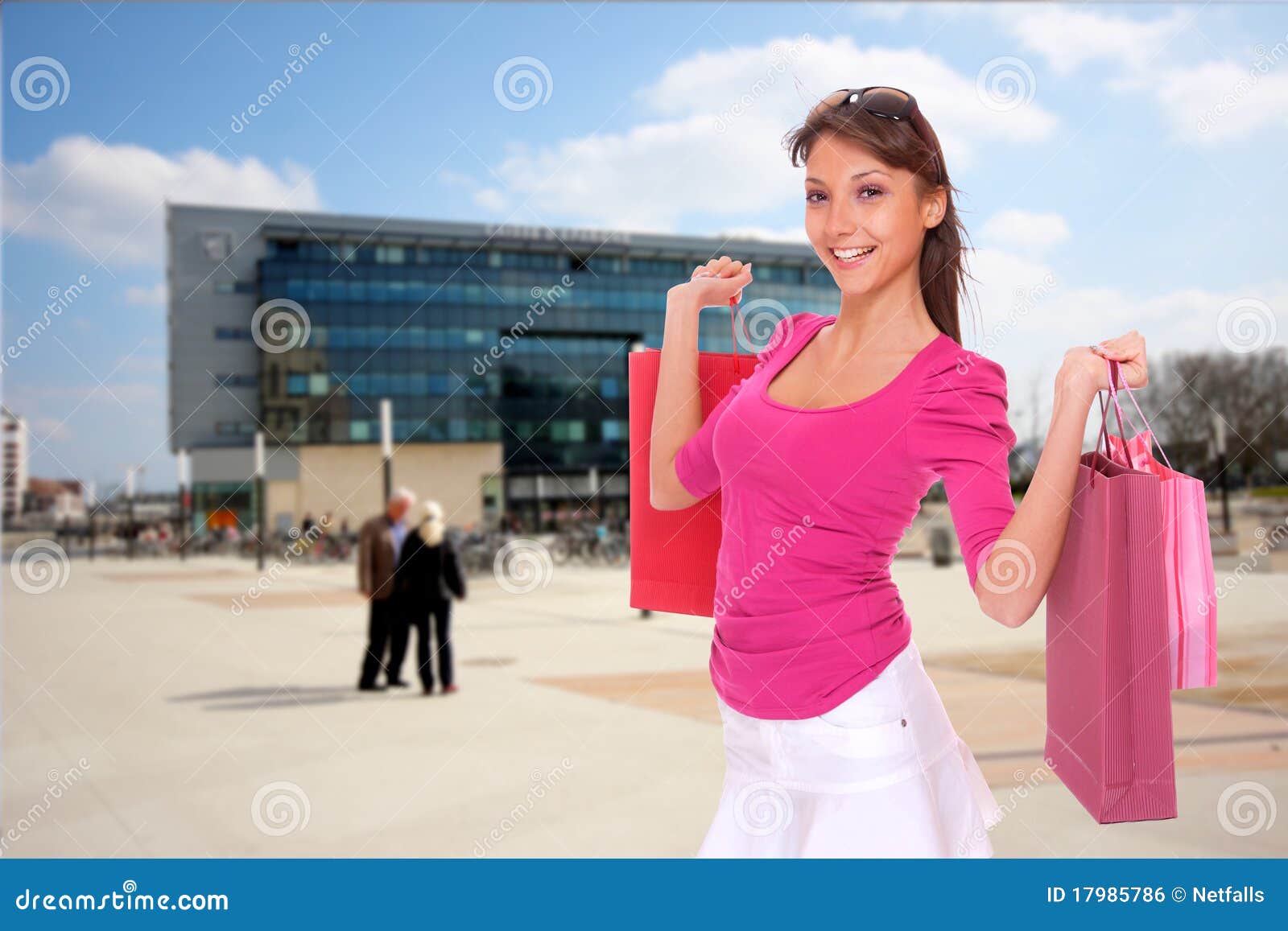 Smiling girl is shopping stock photo. Image of clothing - 17985786