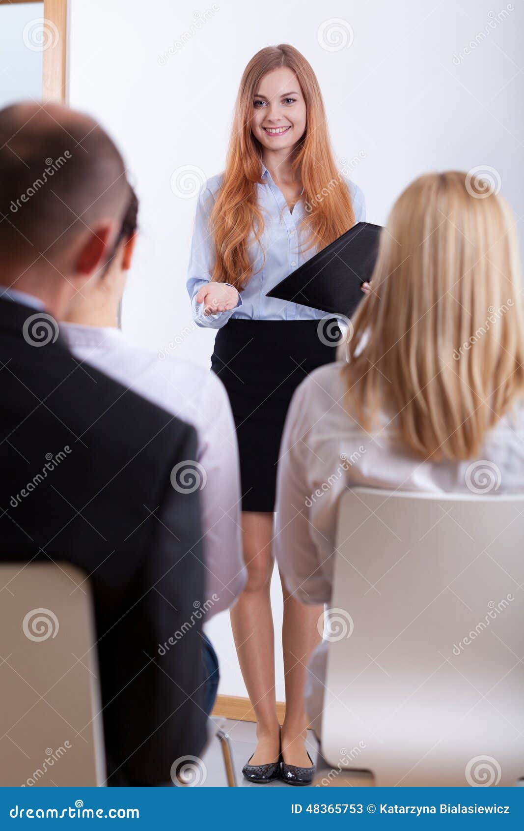 Smiling Girl Showing Herself Stock Image - Image of discussion ...