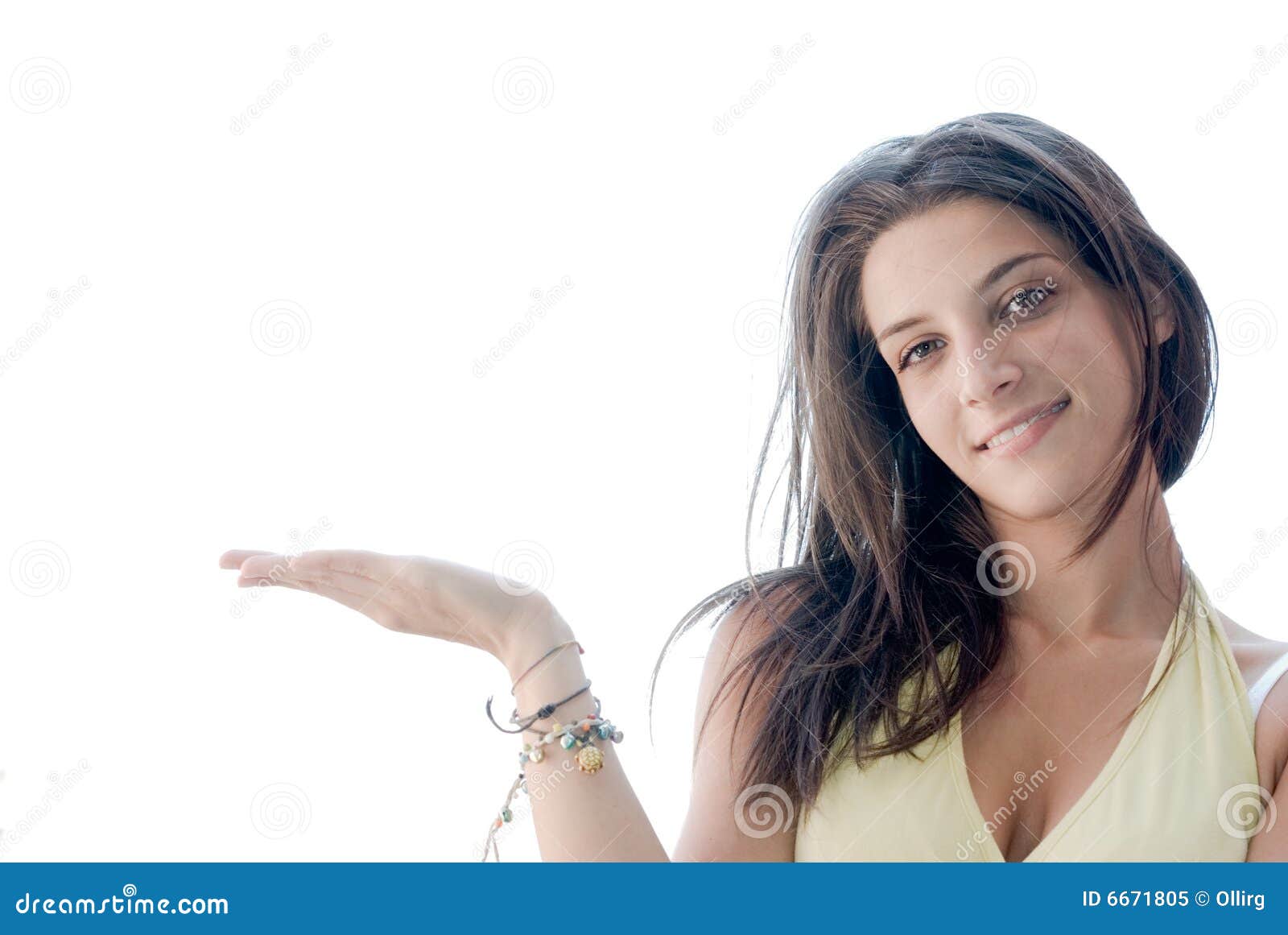 Smiling Girl Showing Something on the Palm Stock Image - Image of ...