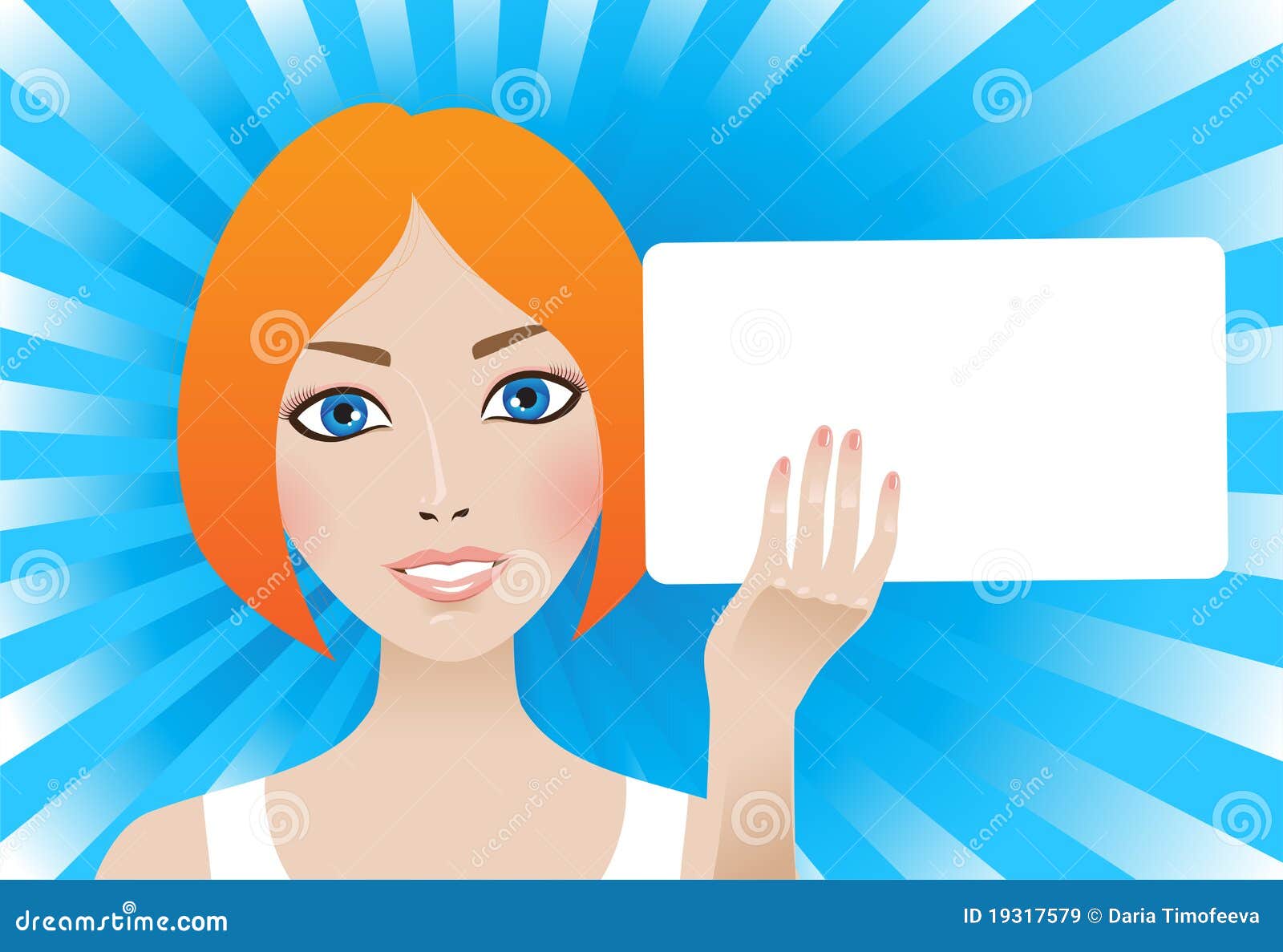 Smiling Girl Shows A White Blank. Picture Image: 19317579