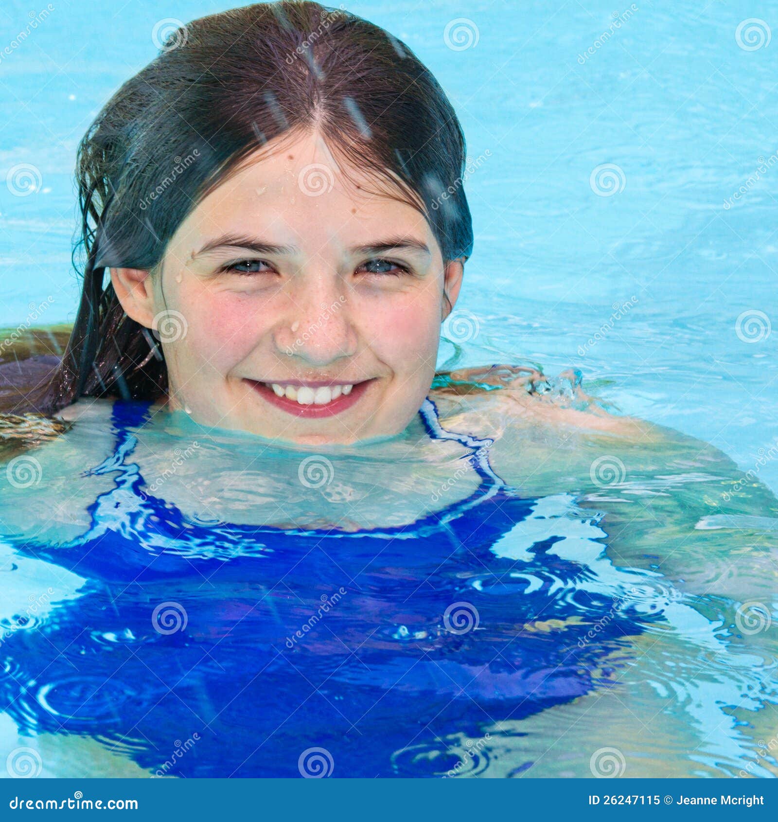 Smiling Girl In Swimming Pool Closeup Stock Image Image Of Swimsuit