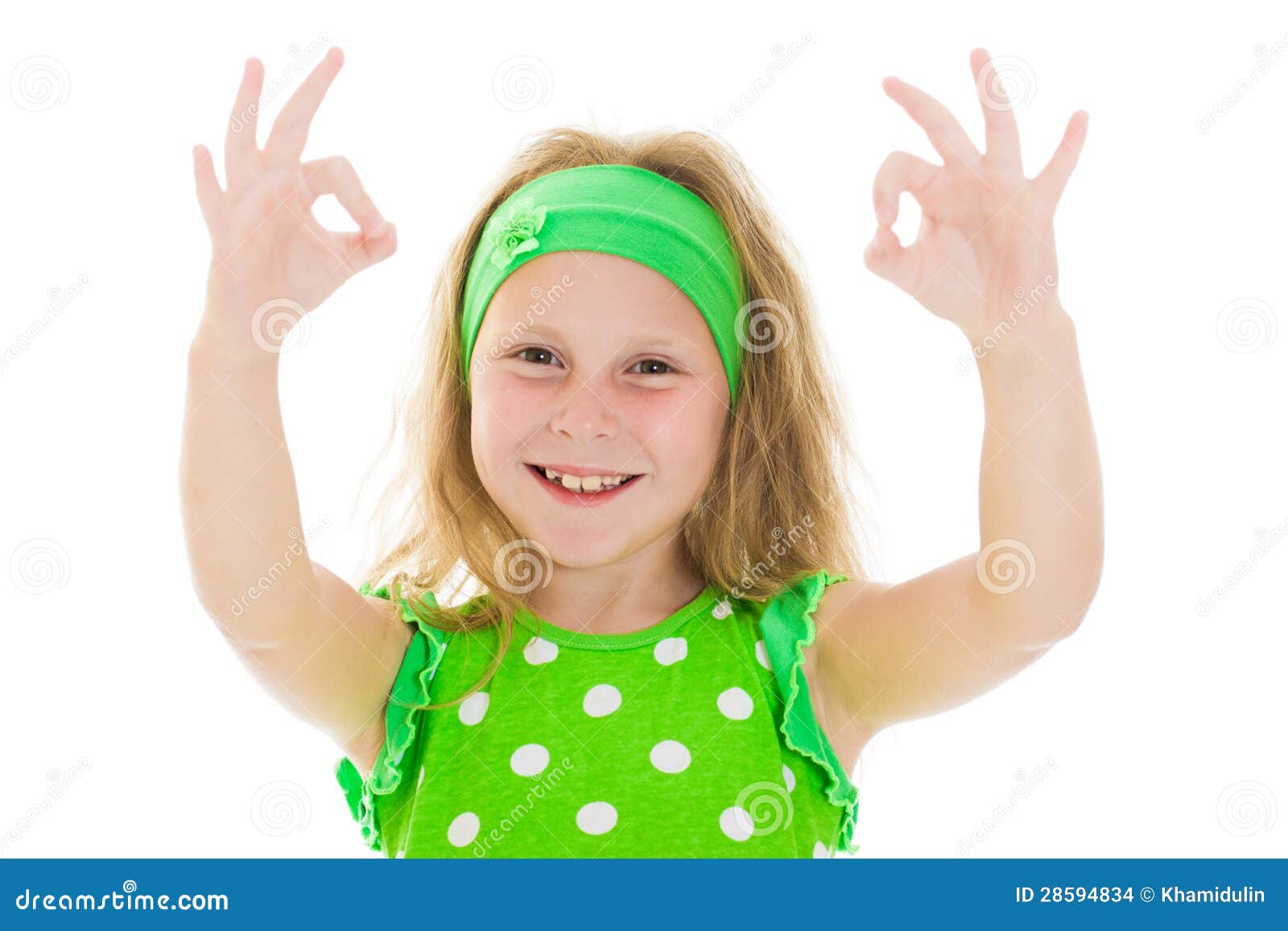 Smiling Girl with Thumbs Up Sign Stock Photo - Image of happy, pretty ...