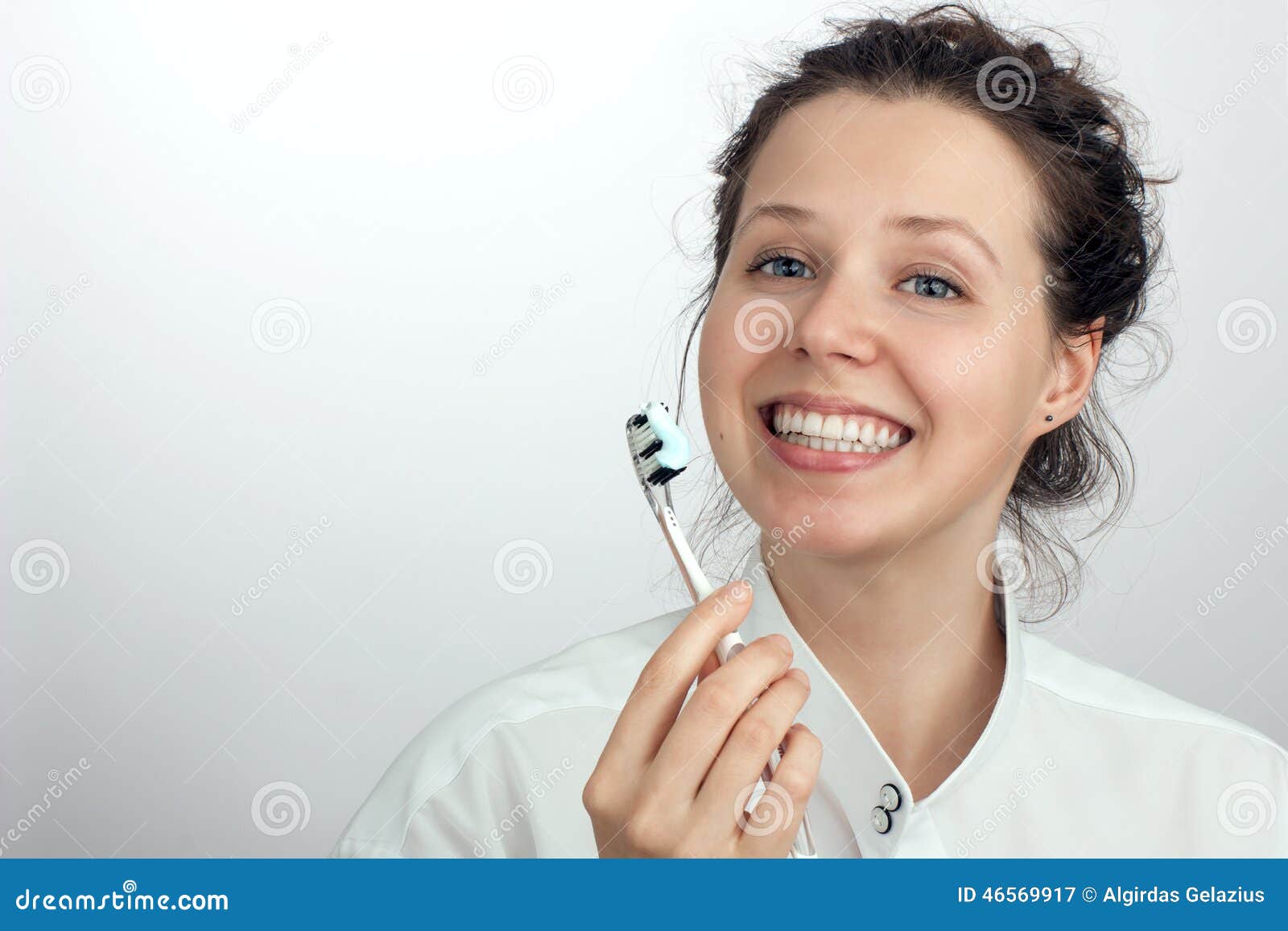 Smiling Girl with a Toothbrush Stock Image - Image of face, female ...