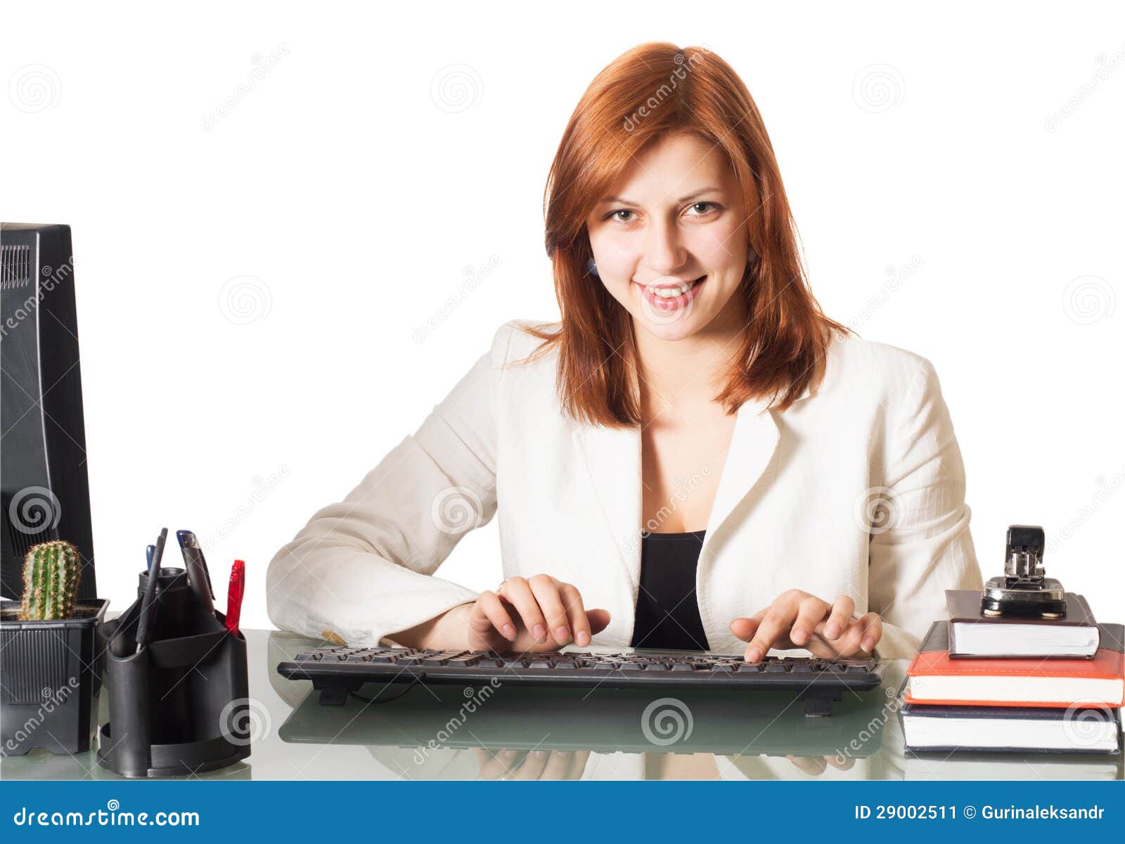 1,826 Smiling Girl Typing Computer Keyboard Office Stock Photos - Free ...