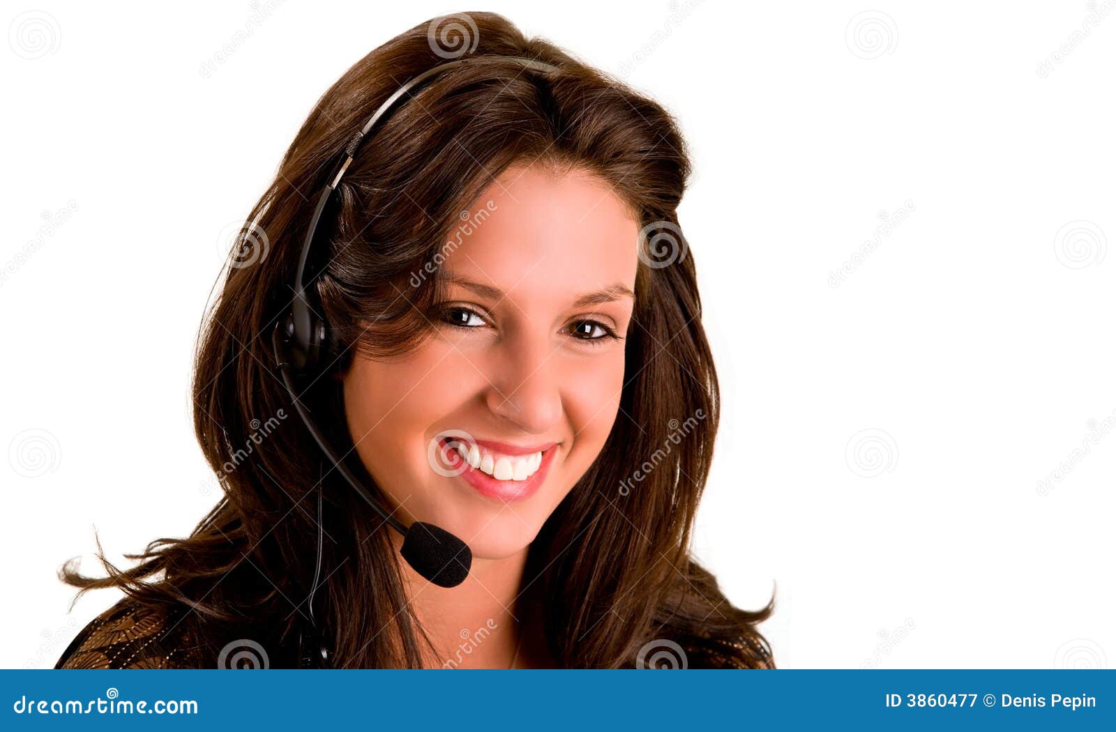 Smiling Girl Wearing Headset Stock Image - Image of girl, customer: 3860477
