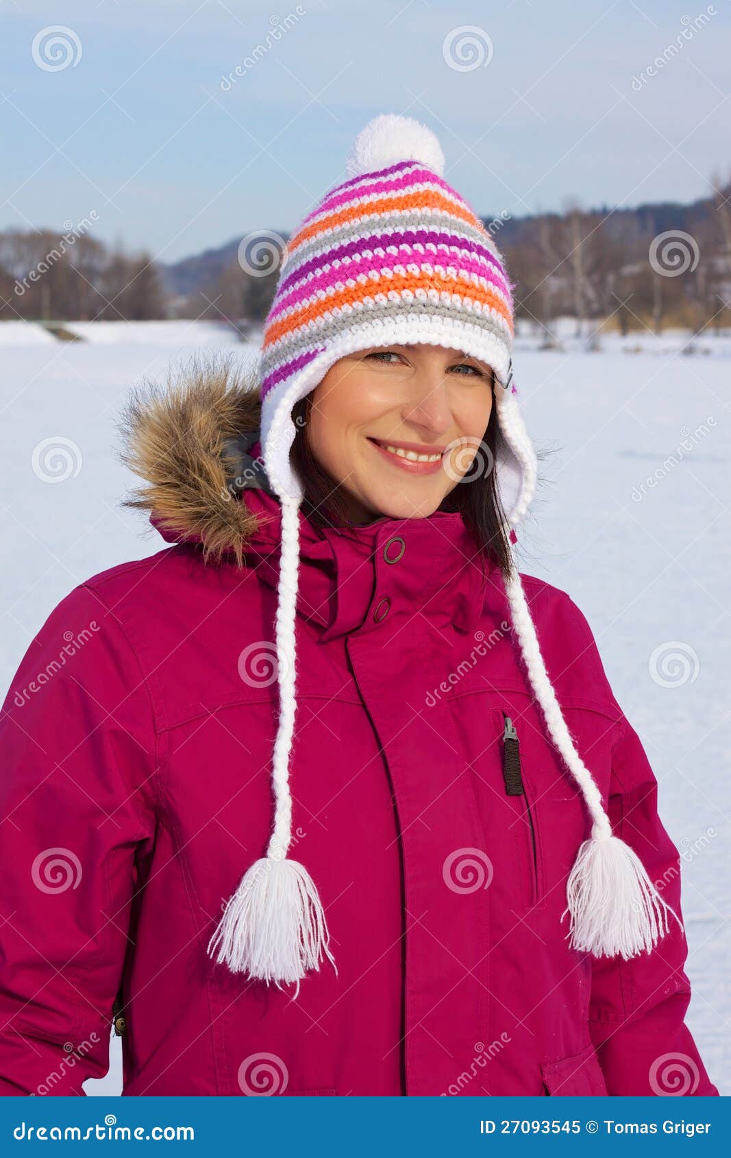Smiling Girl with Winter Cap Stock Image - Image of attractive, outside ...