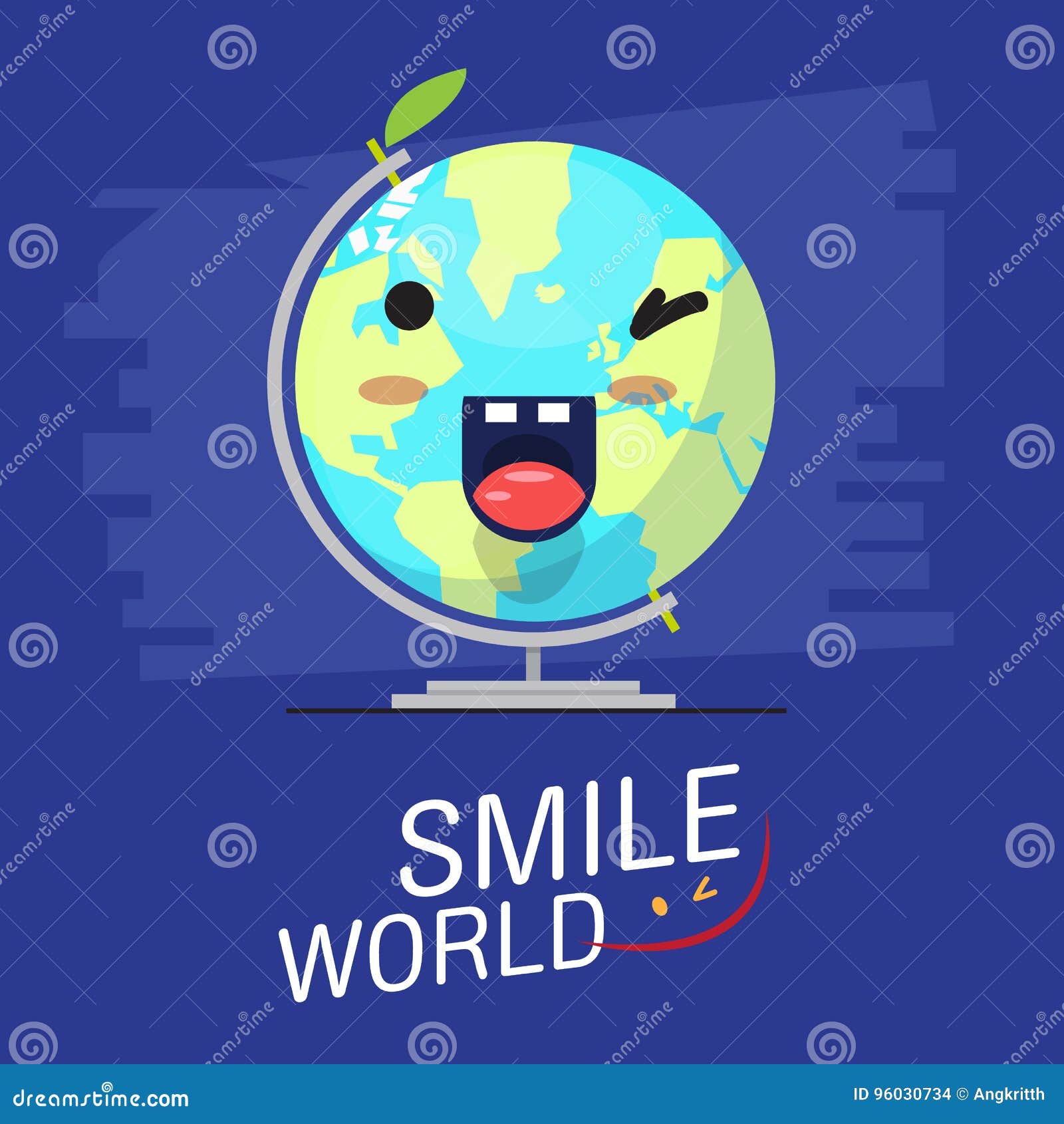 Smiling Globe & X28;Earth& X29; with Typographic for Header Design ...