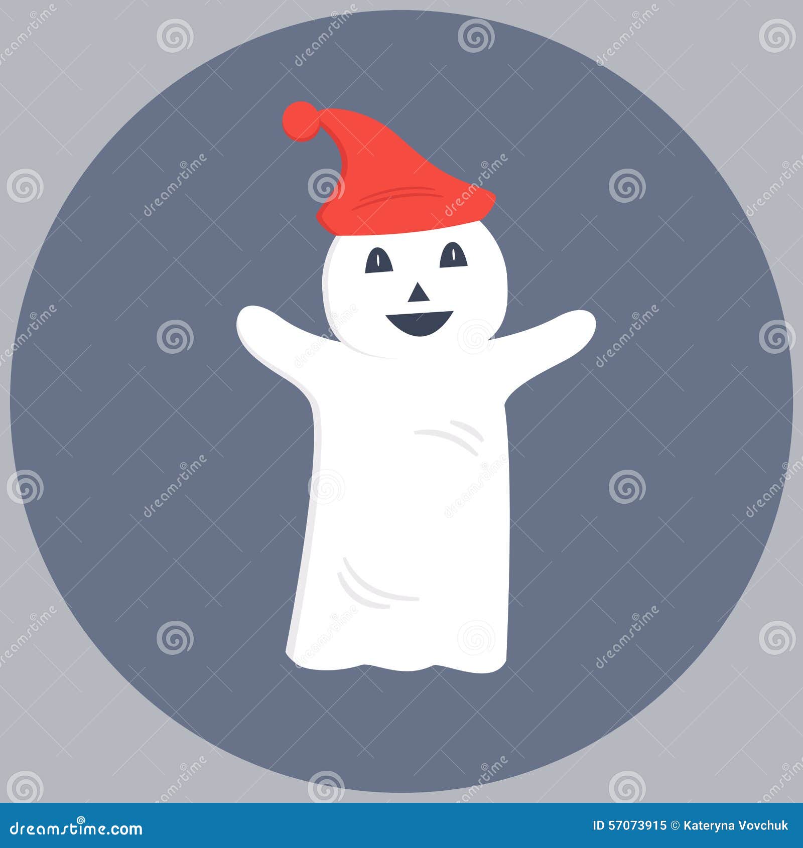 Smiling Good Ghost in Red Nightcap Stock Vector - Illustration of sign ...