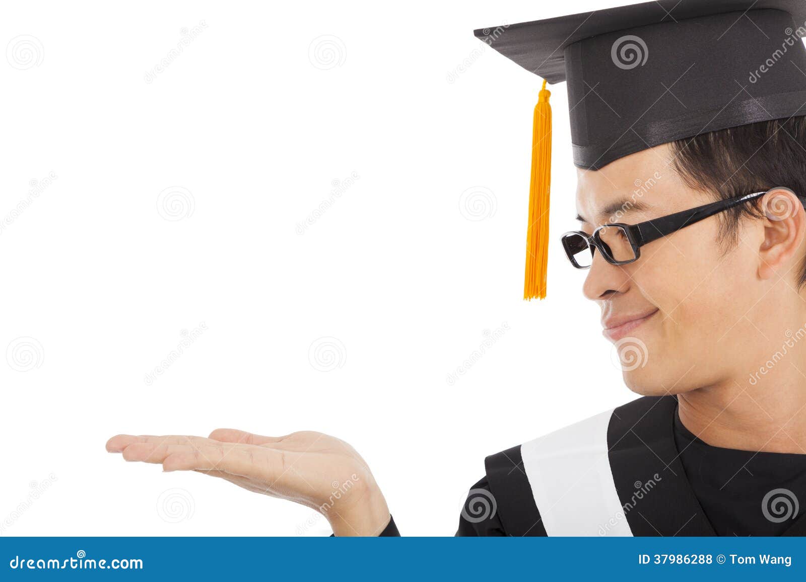 Smiling Graduation Student Focus on His Hand Stock Photo - Image of ...