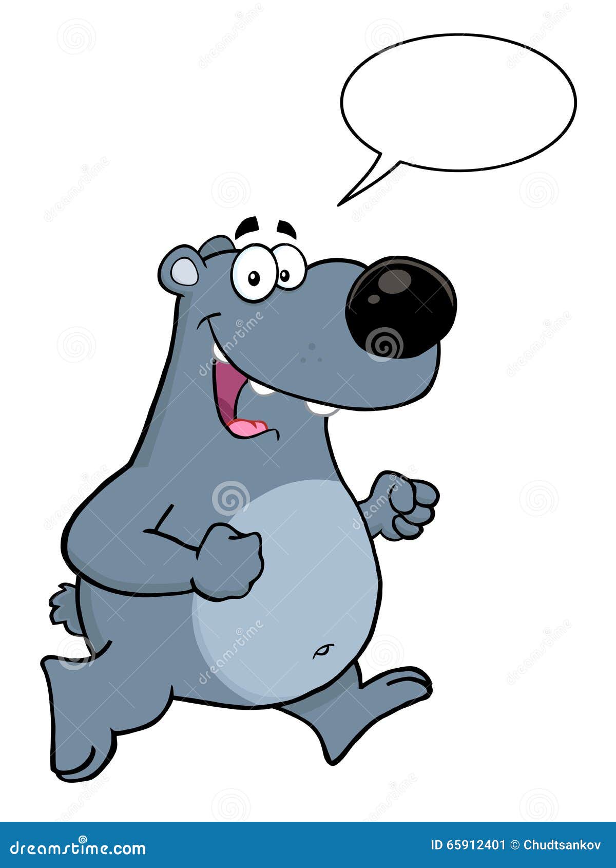 Smiling Gray Bear Cartoon Character Stock Illustration - Illustration ...