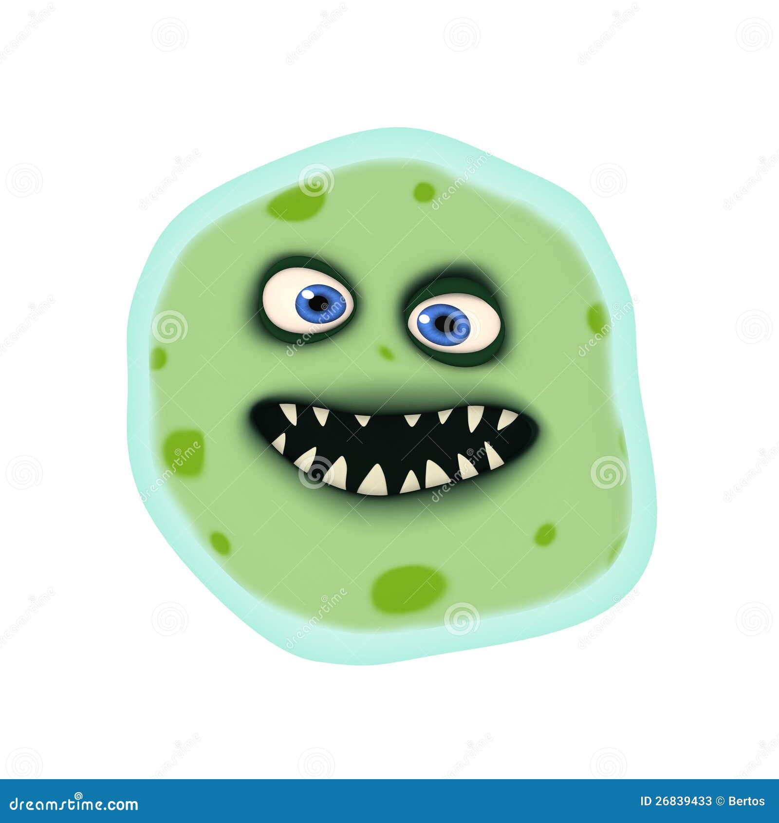 Smiling green bacterium stock illustration. Illustration of smile ...