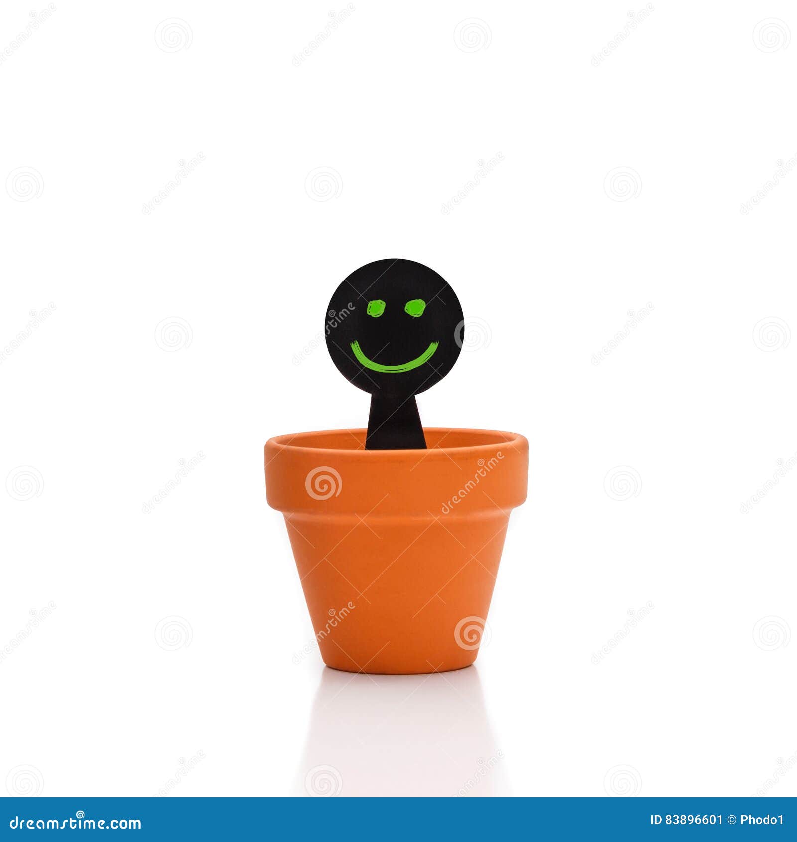 Smiling Green Black Puppet Flower Pot Stock Image - Image of grow ...
