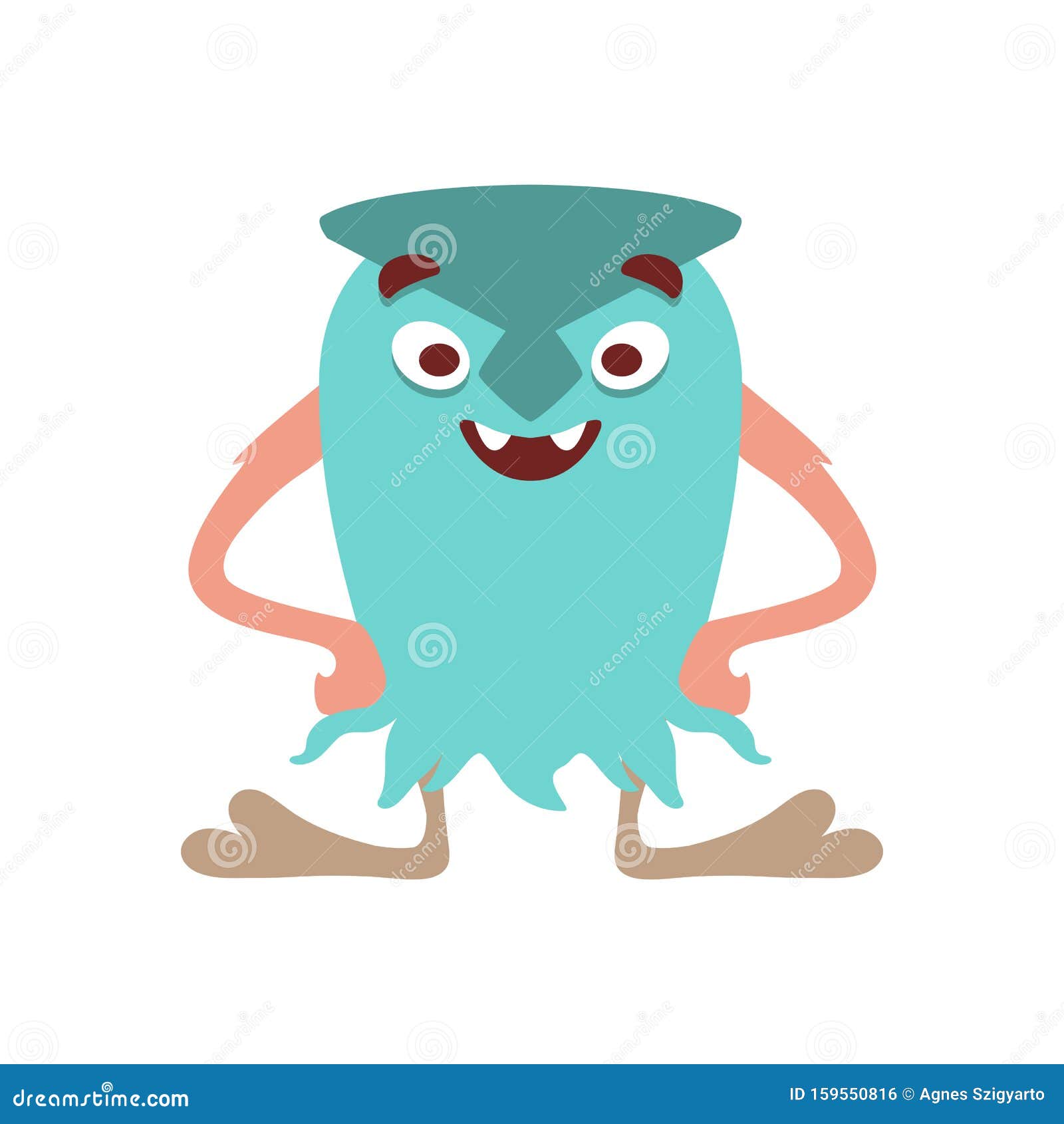 Smiling green monster stock vector. Illustration of october - 159550816