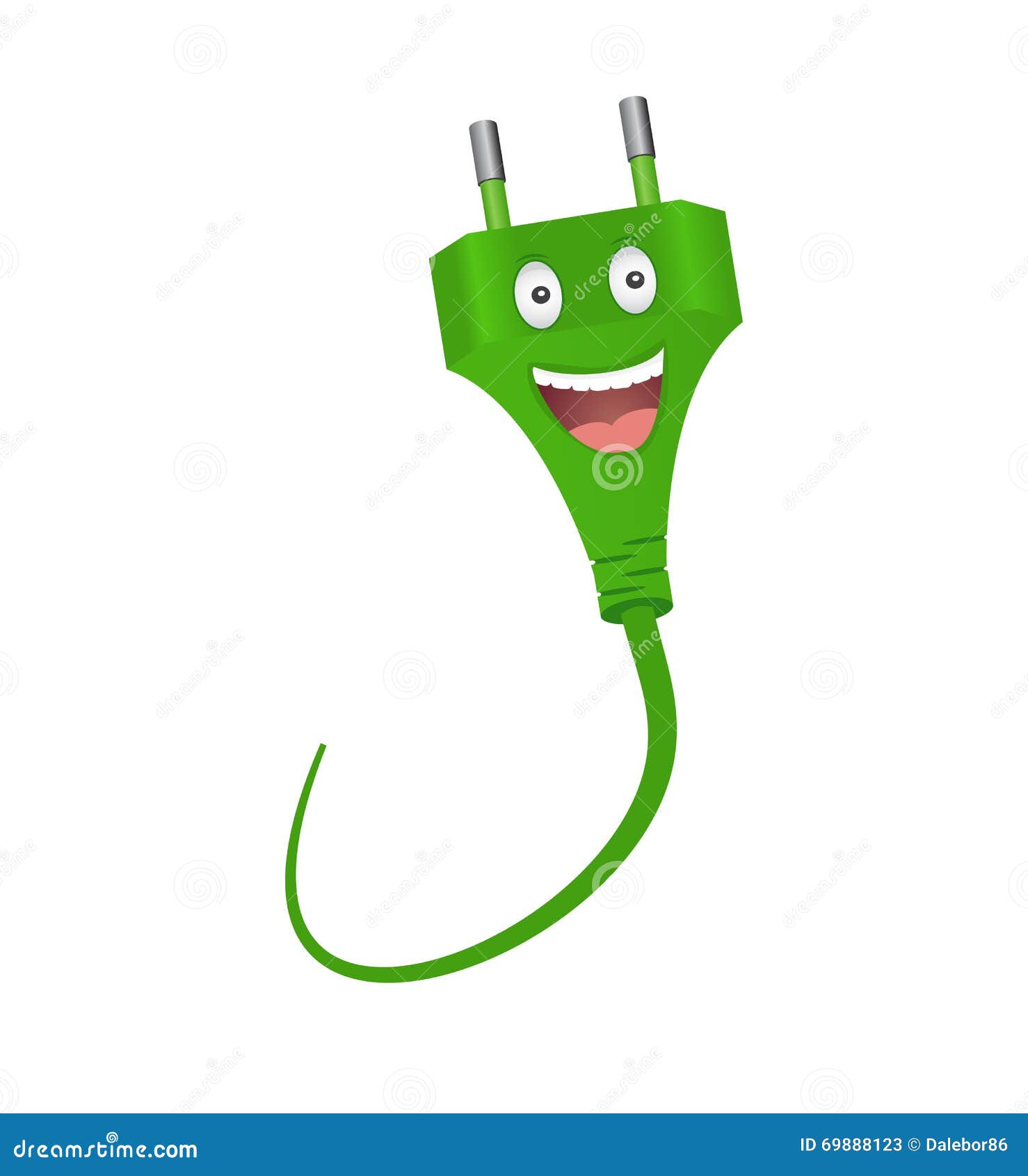 Smiling green plug. stock vector. Illustration of innovation - 69888123