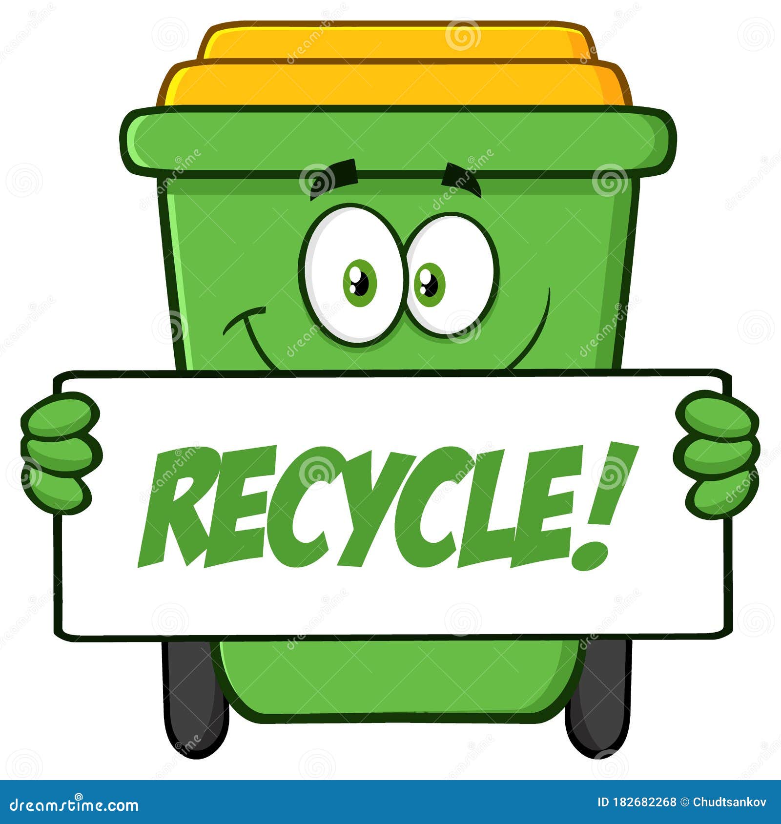 Smiling Green Recycle Bin Cartoon Mascot Character Holding a Recycle ... Smiling Green Recycle Bin Cartoon Mascot Character Holding a Recycle ...