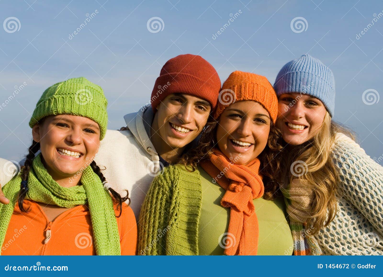 Smiling group stock photo. Image of young, smiling, scarves - 1454672