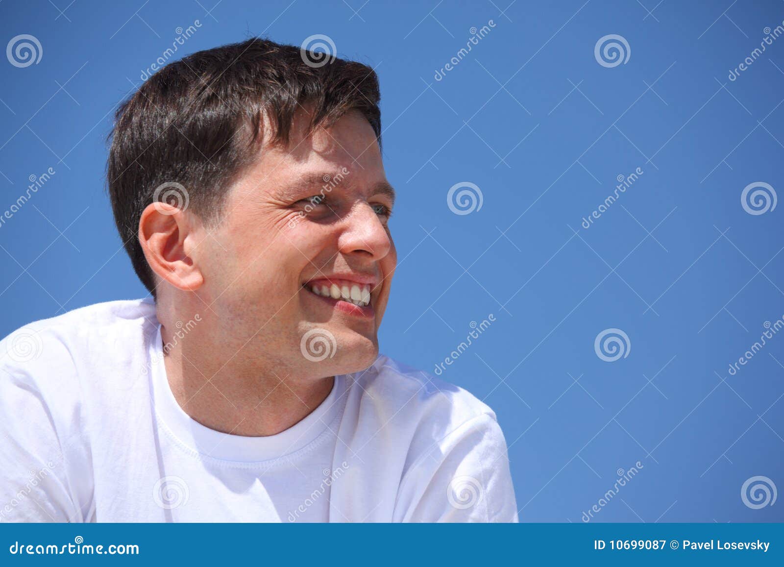 Smiling Guy Against Blue Sky Stock Image - Image of model, hair: 10699087