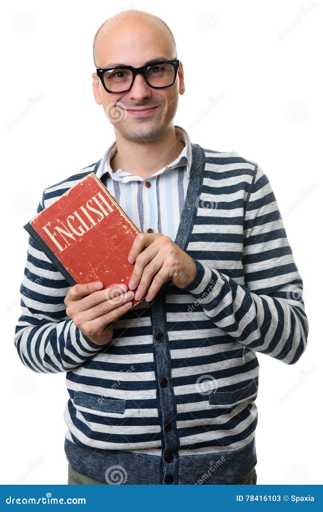 Smiling Guy Learning English Language Stock Image - Image of book ...