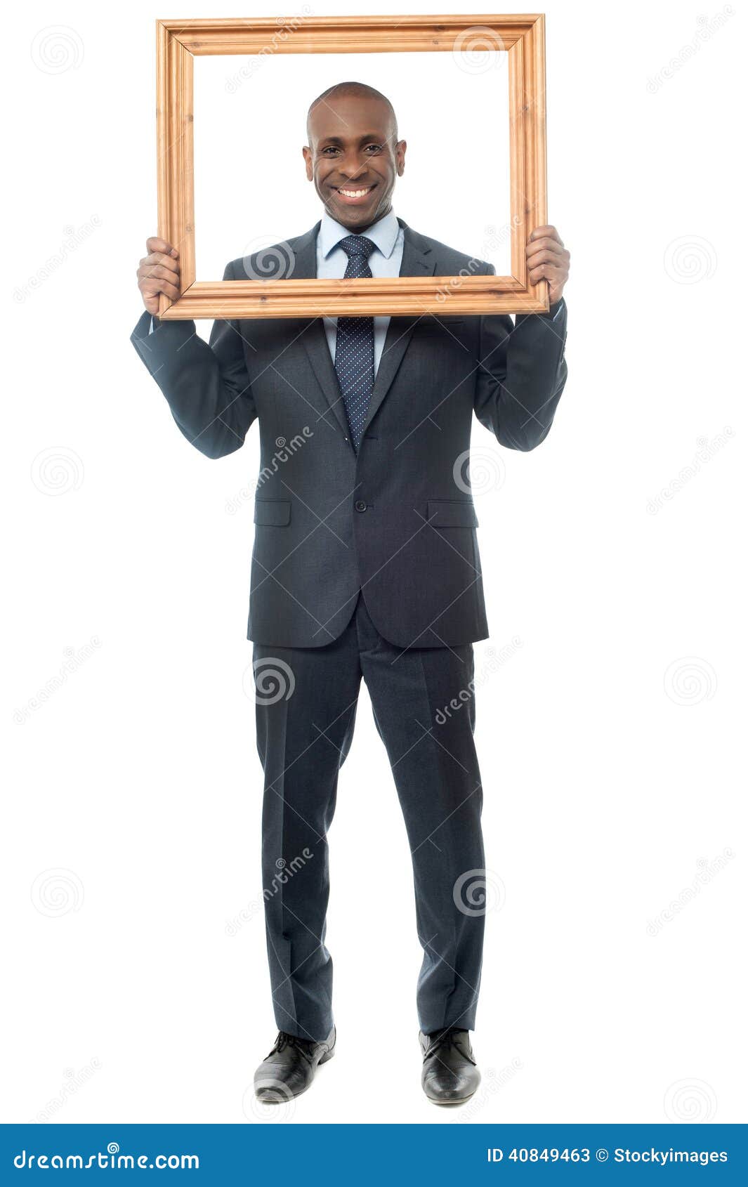 Smiling Guy Looking through Picture Frame Stock Image - Image of ...