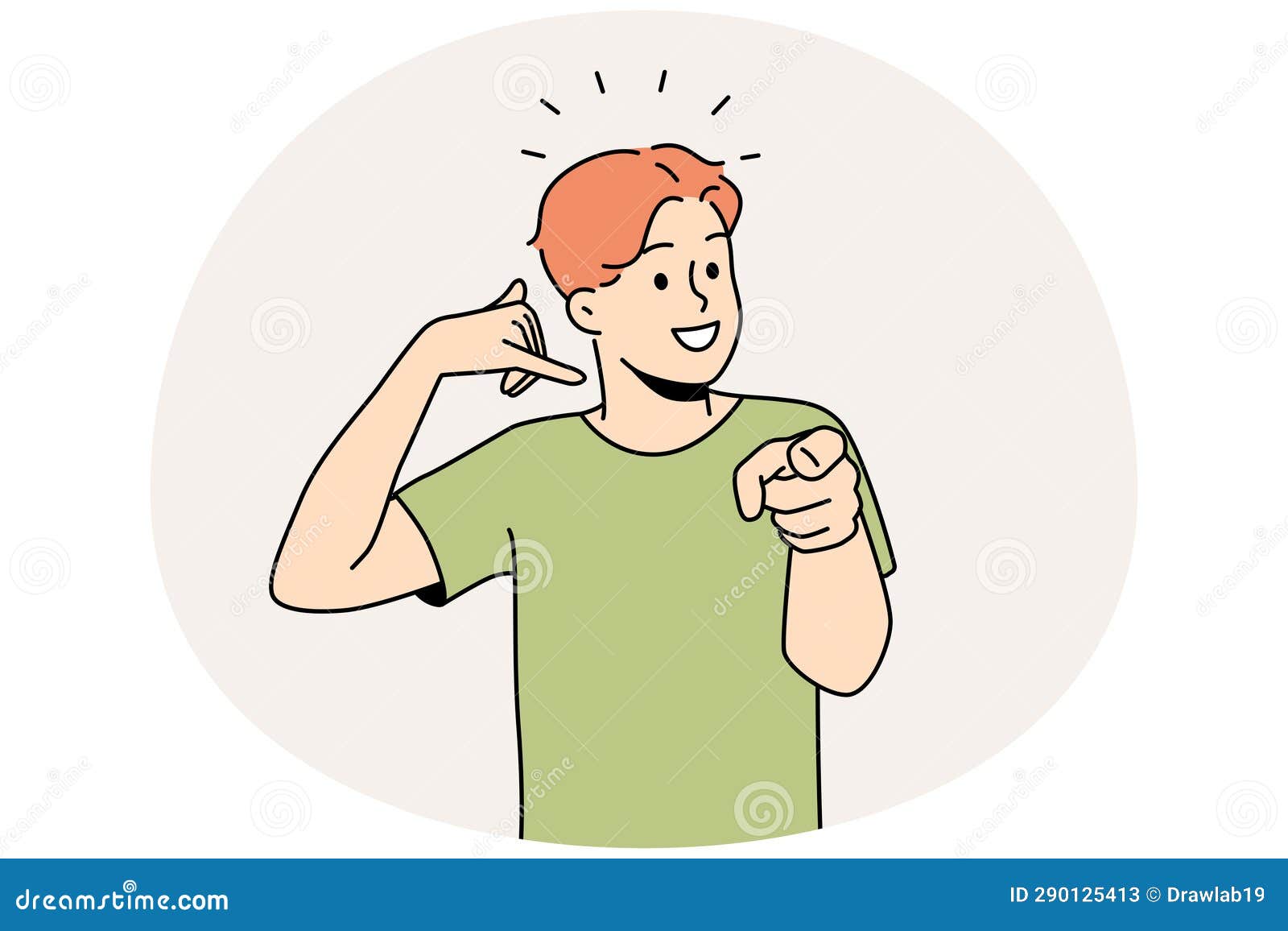 Smiling Guy Make Callback Gesture Stock Vector - Illustration of smile ...