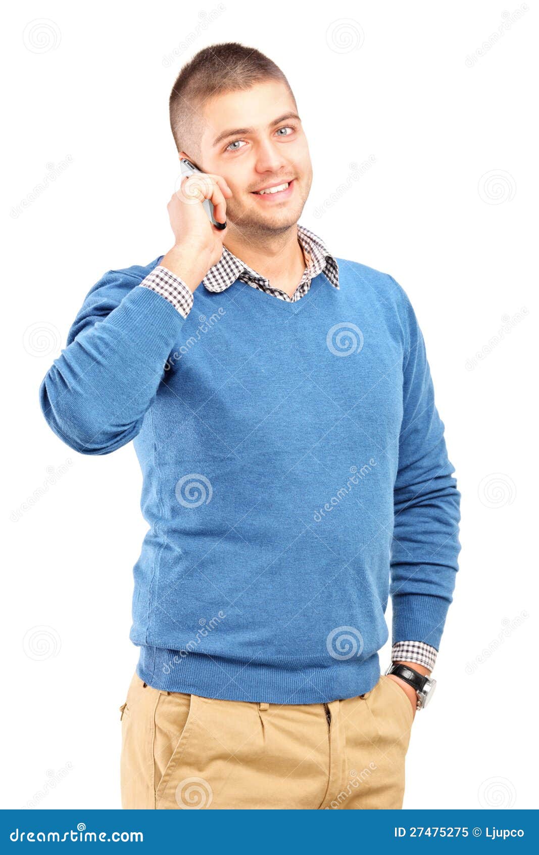 Smiling Guy Talking on a Mobile Phone Stock Image - Image of person ...