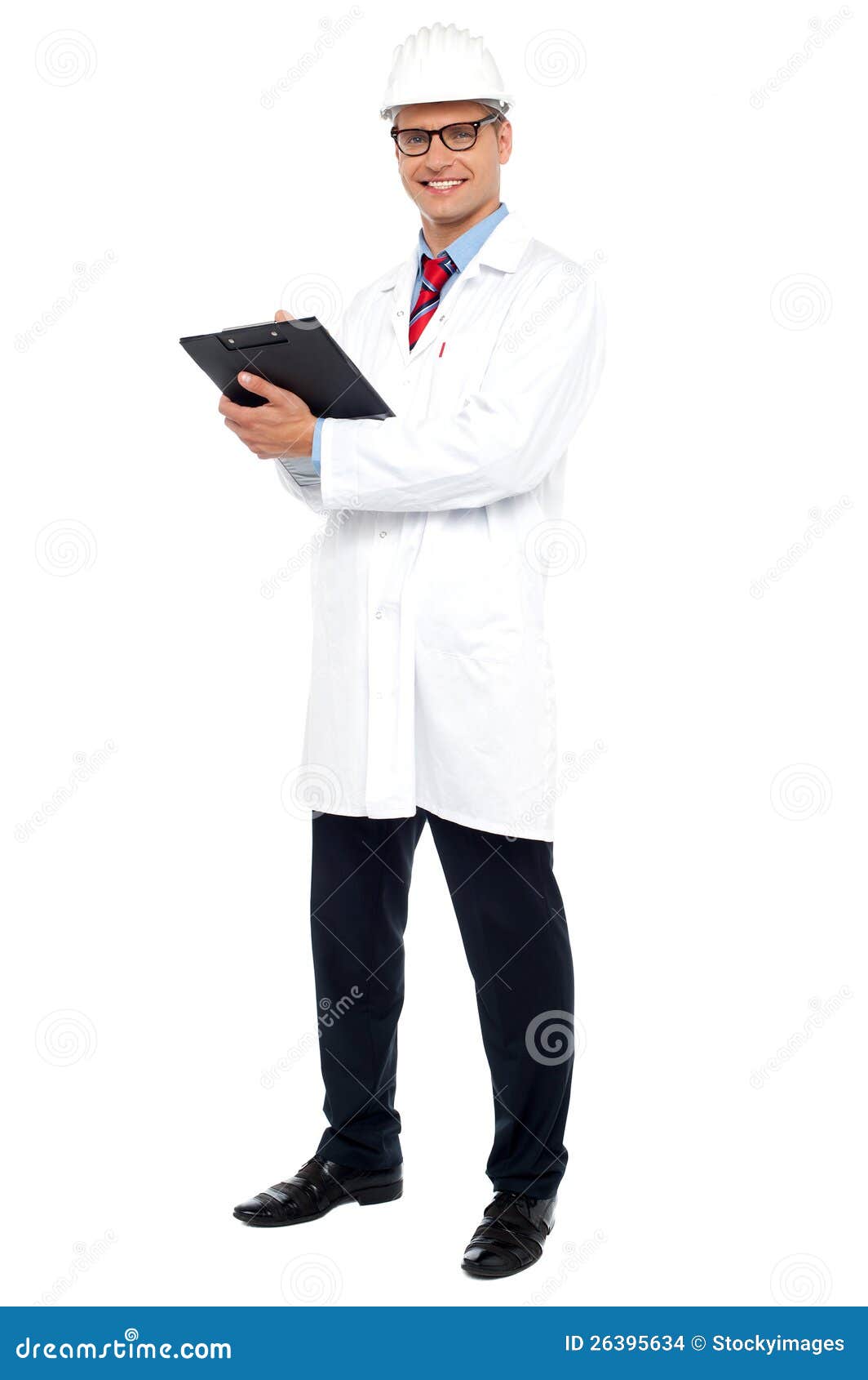 Smiling Handsome Architect Wearing Safety Hat Stock Photo - Image of ...