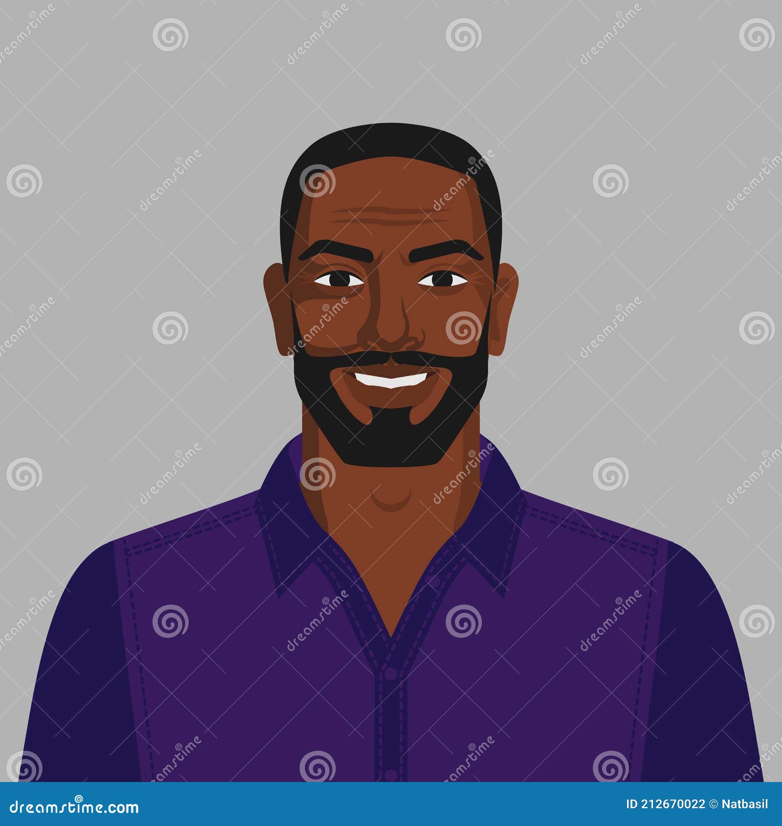 Smiling Handsome Black Man with Beard Stock Vector - Illustration of ...