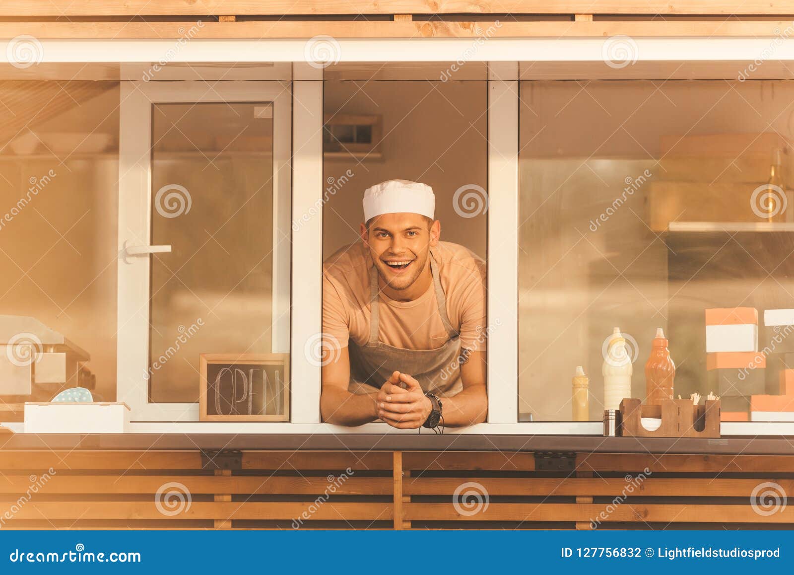 Smiling Handsome Chef Looking at Camera from Stock Photo - Image of ...
